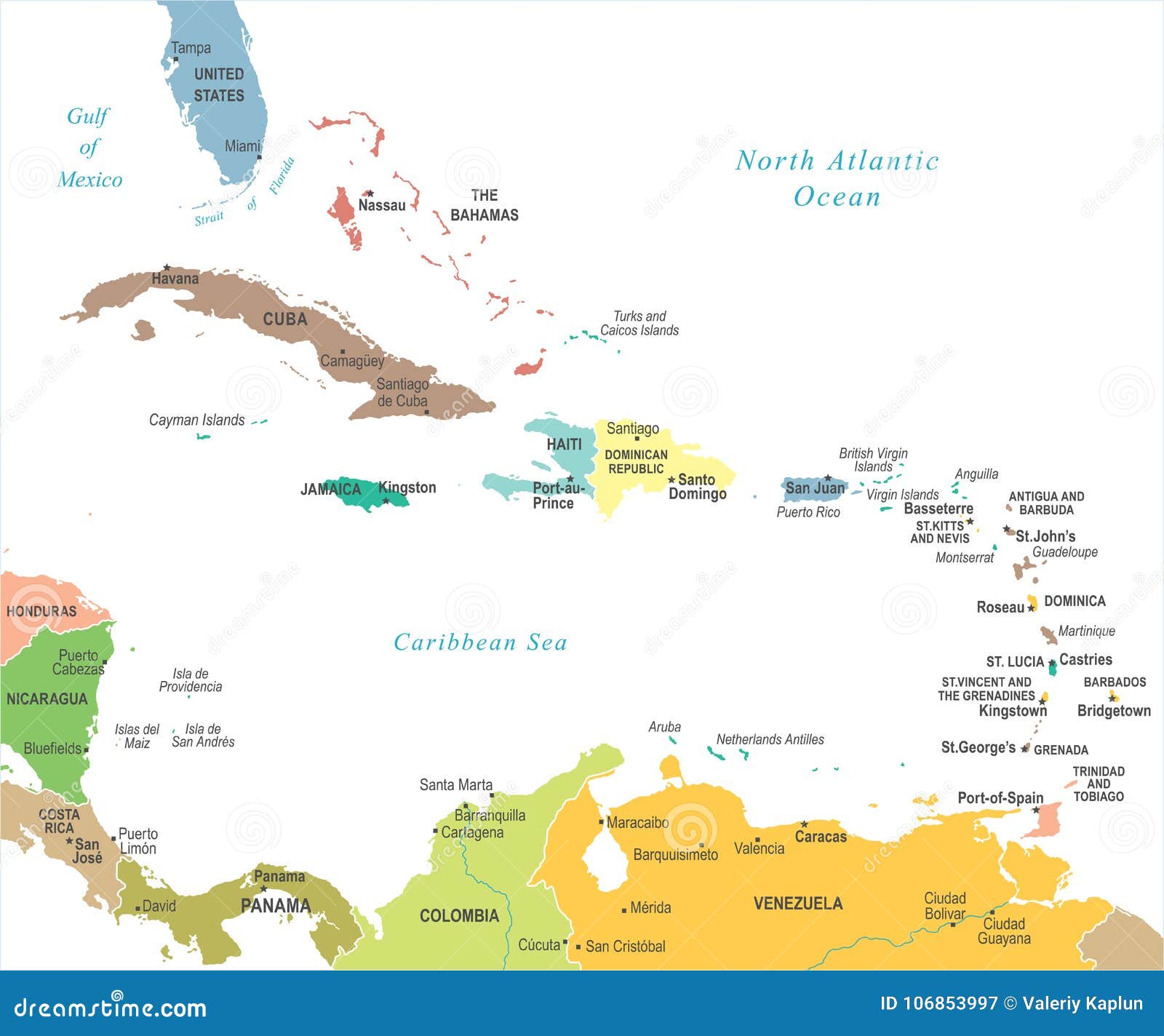 El Mapa Del Caribe - Ejemplo Del Vector Stock de ilustración ...