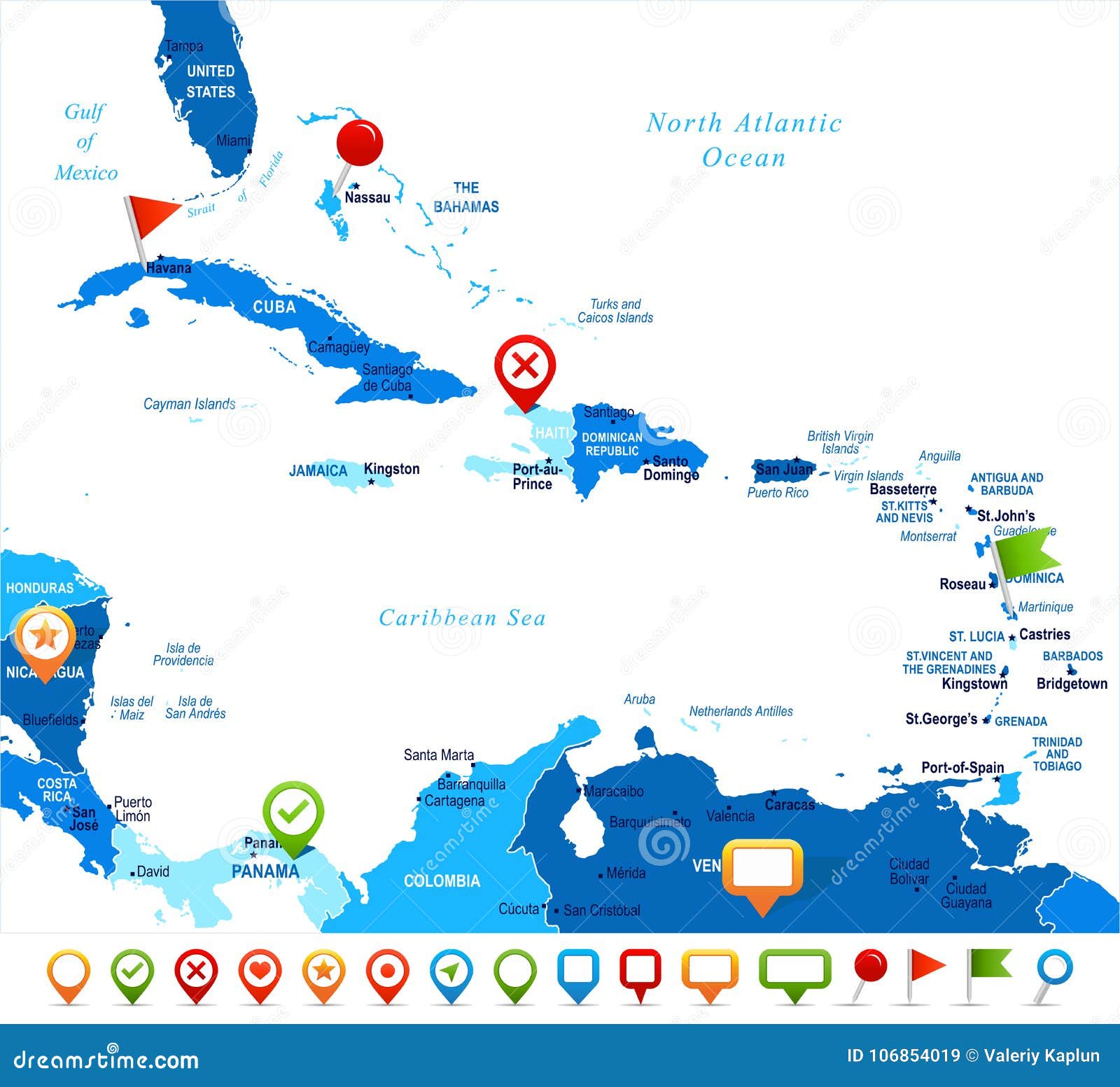 El Mapa Del Caribe - Ejemplo Del Vector Stock de ilustración ...