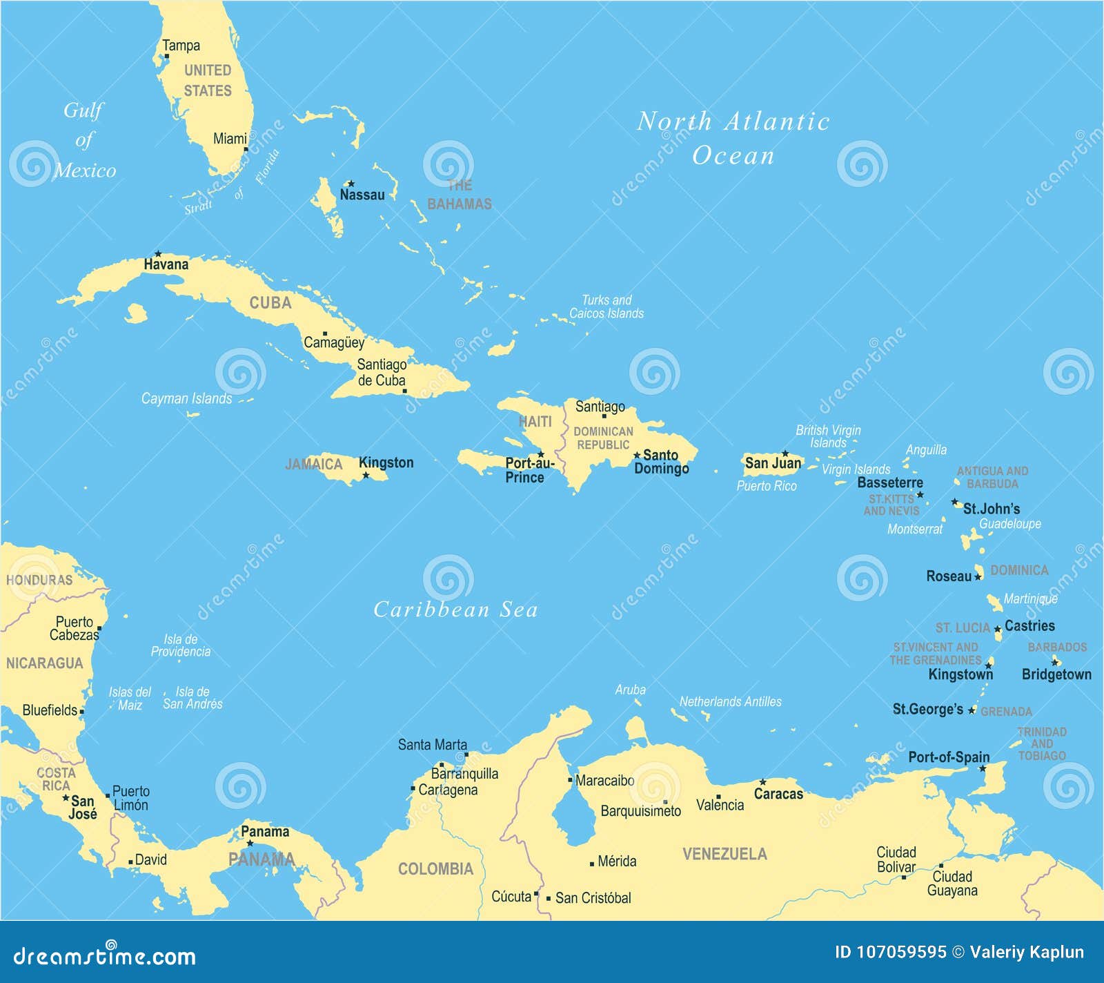 El Mapa Del Caribe - Ejemplo Del Vector Stock de ilustración ...