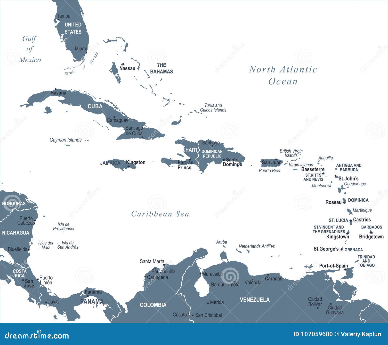 El Mapa Del Caribe - Ejemplo Del Vector Stock de ilustración ...