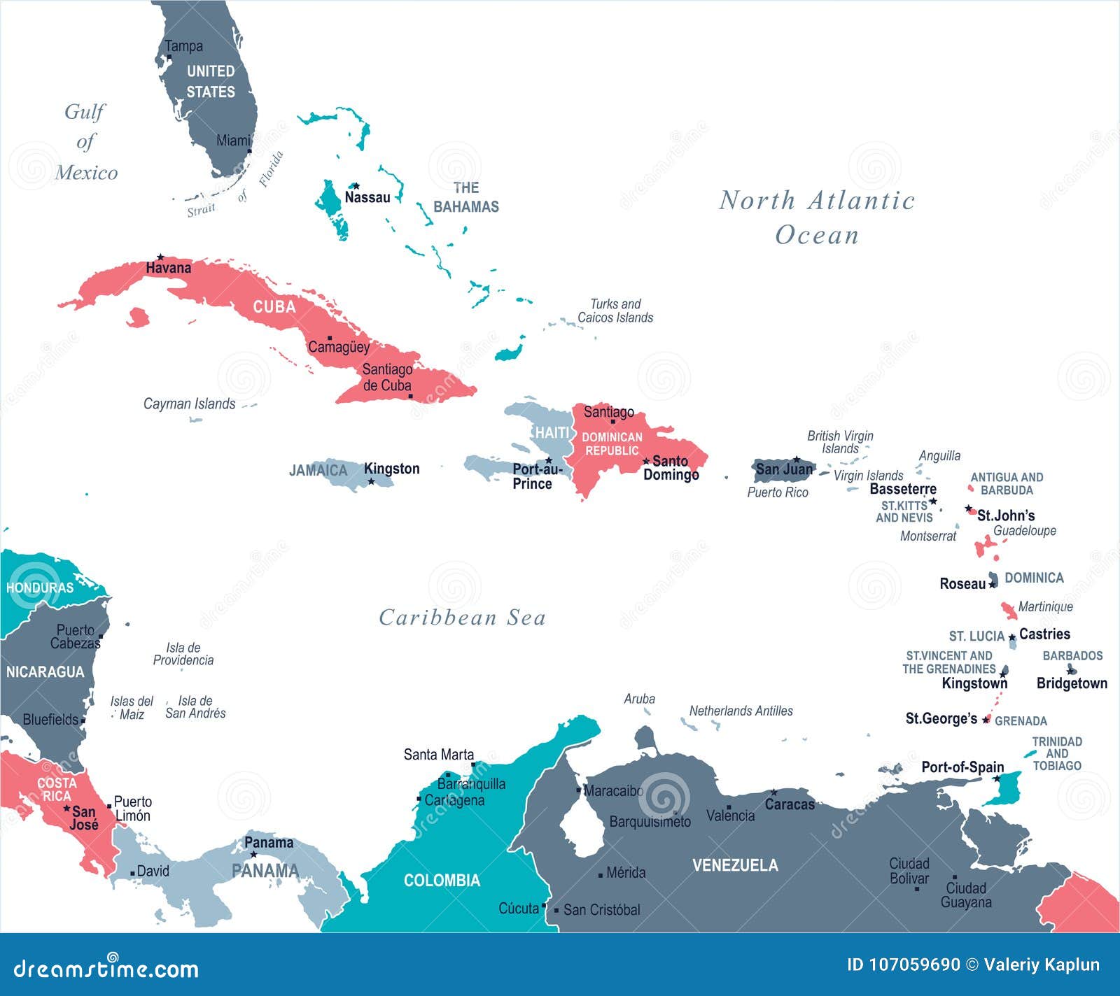 El Mapa Del Caribe - Ejemplo Del Vector Stock de ilustración ...
