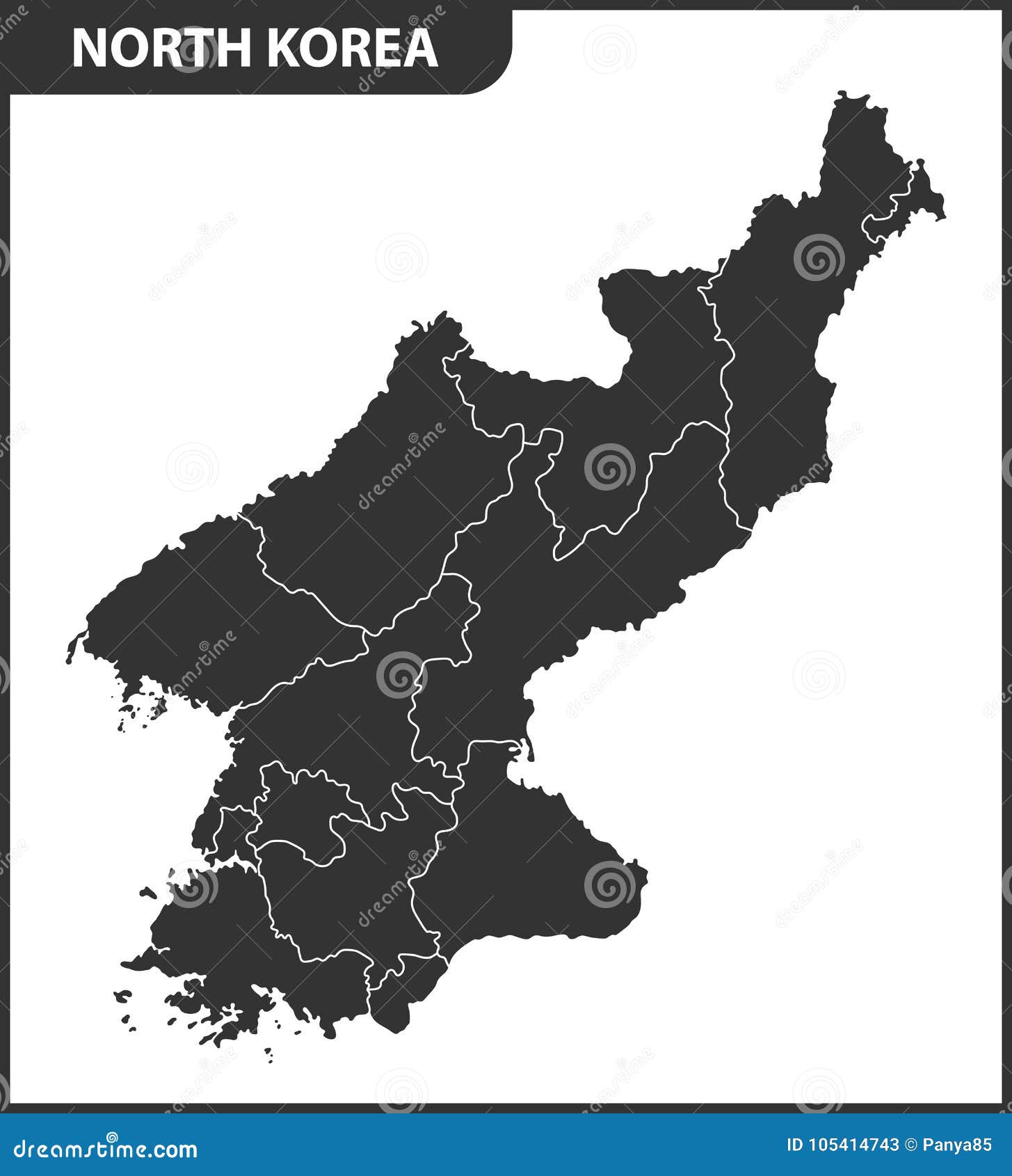 El Mapa Detallado De Corea Del Norte Con Regiones Ilustración del ...