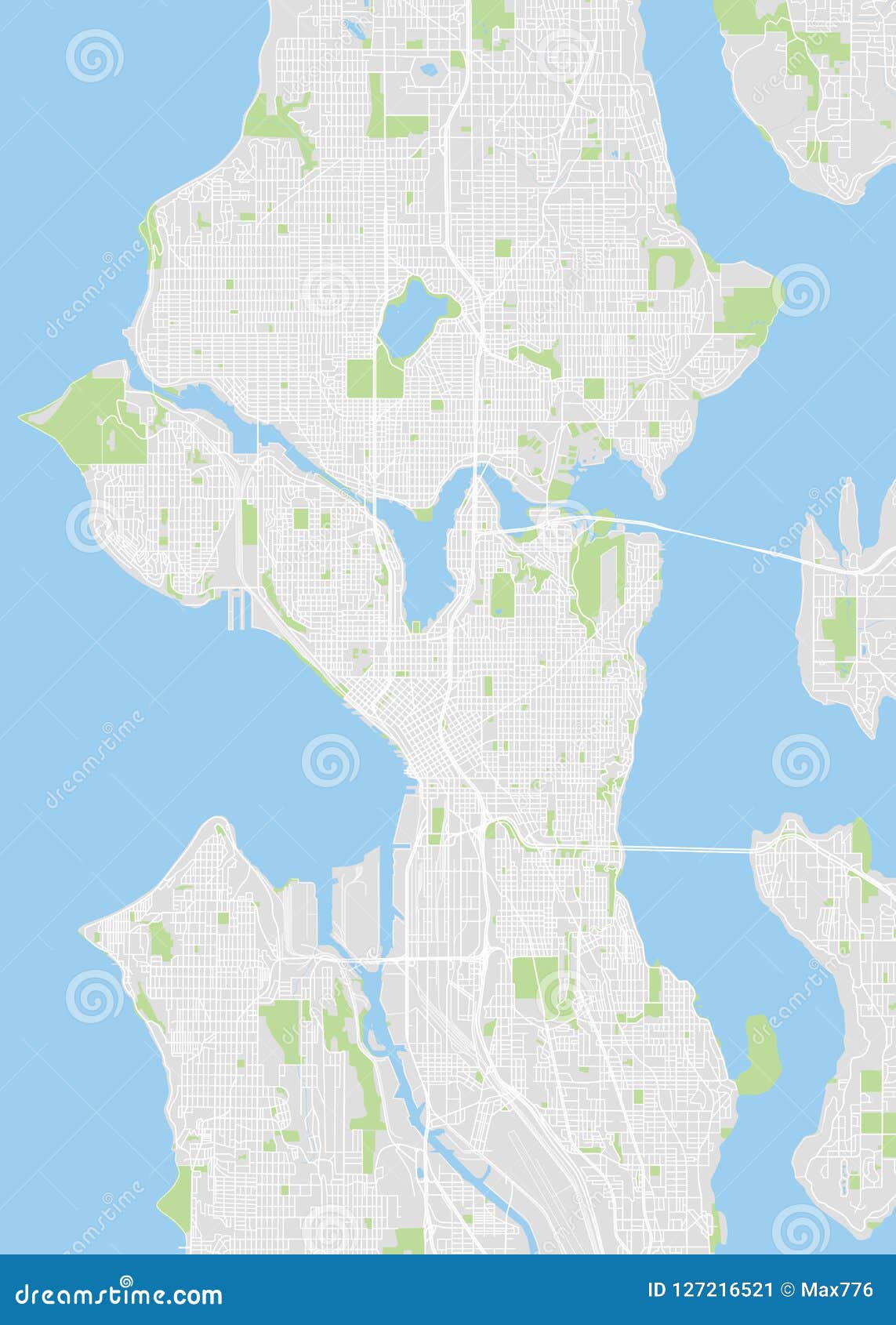 El Mapa Seattle De La Ciudad, Colorea El Plan Detallado, Ejemplo Del ...