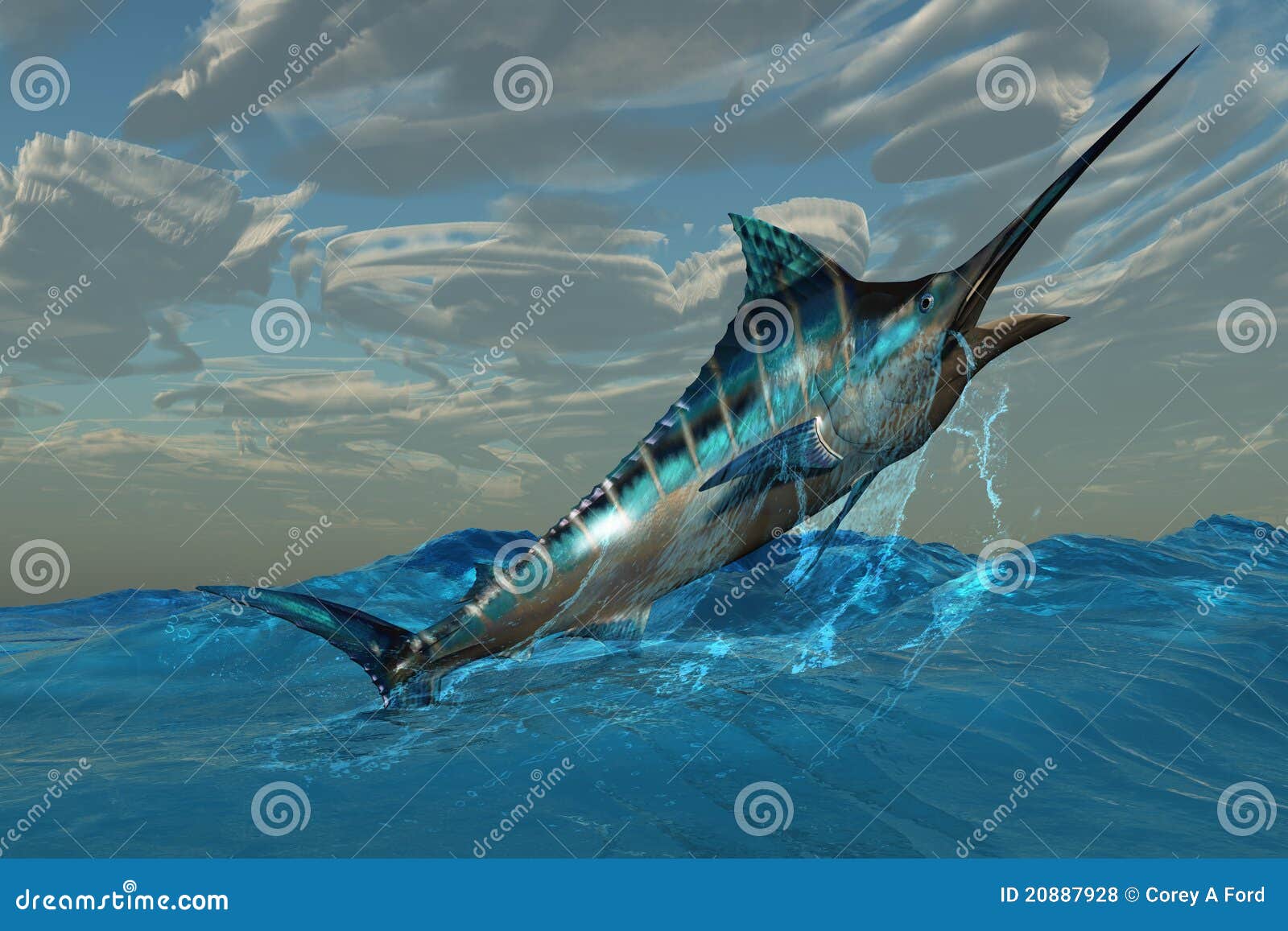 El marlin azul salta stock de ilustración. Ilustración de libertad ...
