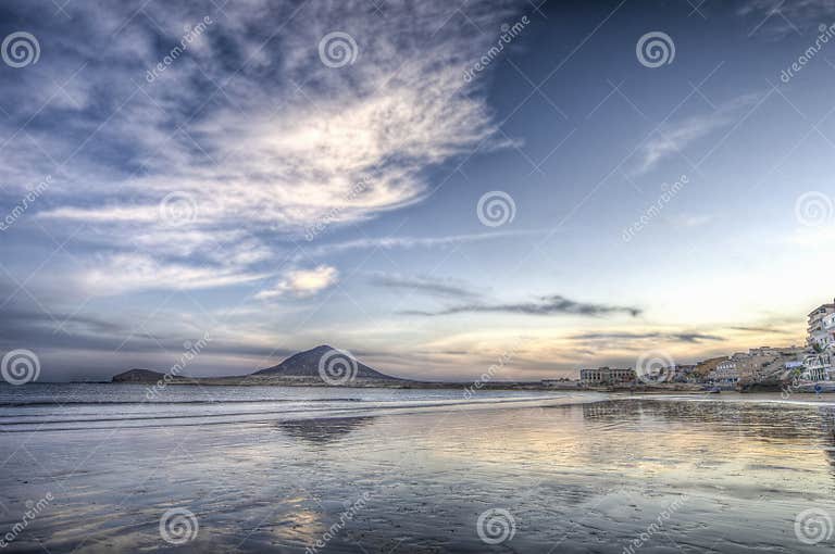 El Medano beach sunset stock image. Image of background - 15847487