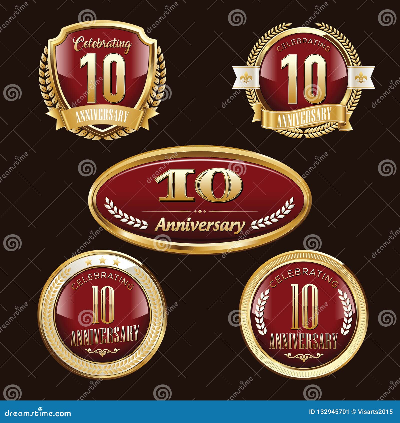 El 10mo Aniversario Simboliza El Sistema Ilustración del Vector ...