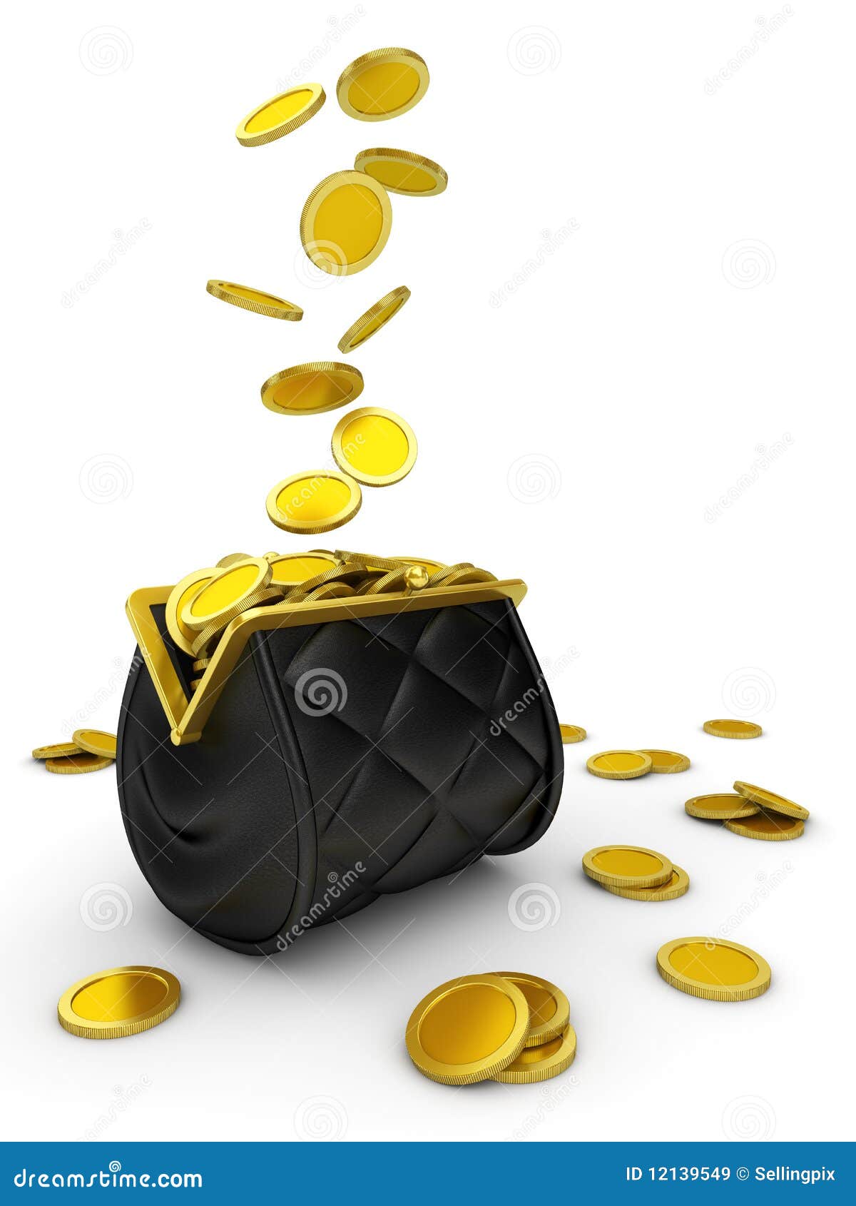 El Monedero Y El Dinero Que Caía Aislaron Stock de ilustración ...