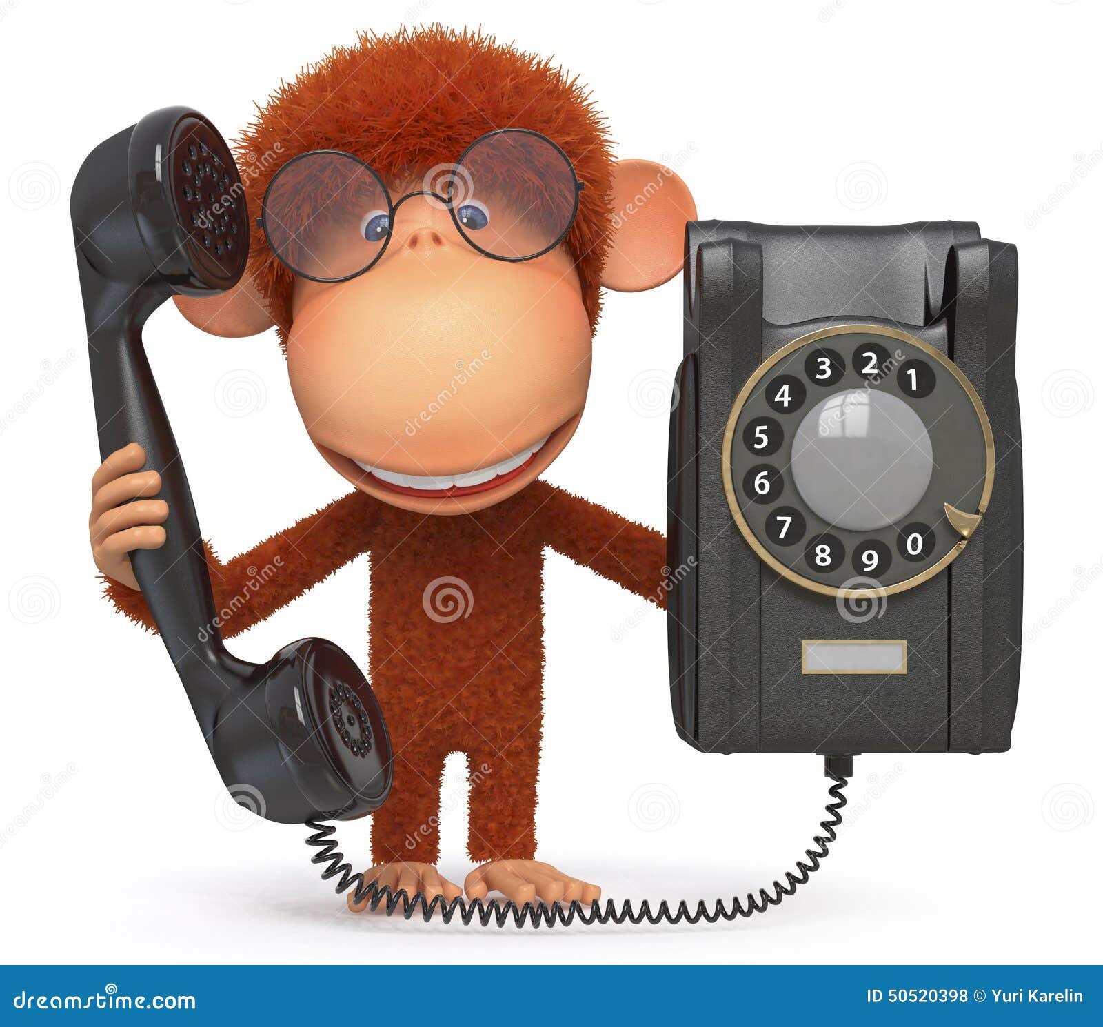 El mono con el teléfono stock de ilustración. Ilustración de historieta ...