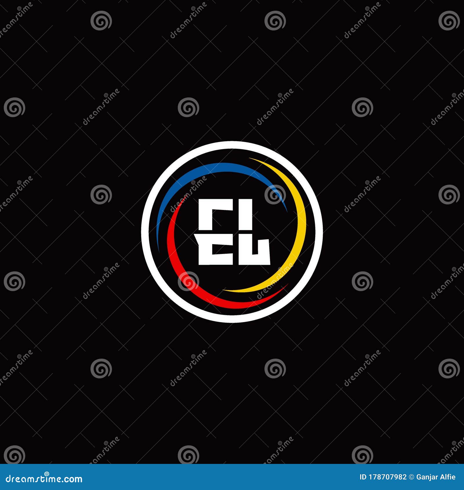 EL Monogram Logo Isolated on Circle Shape with 3 Slash Colors Rounded ...