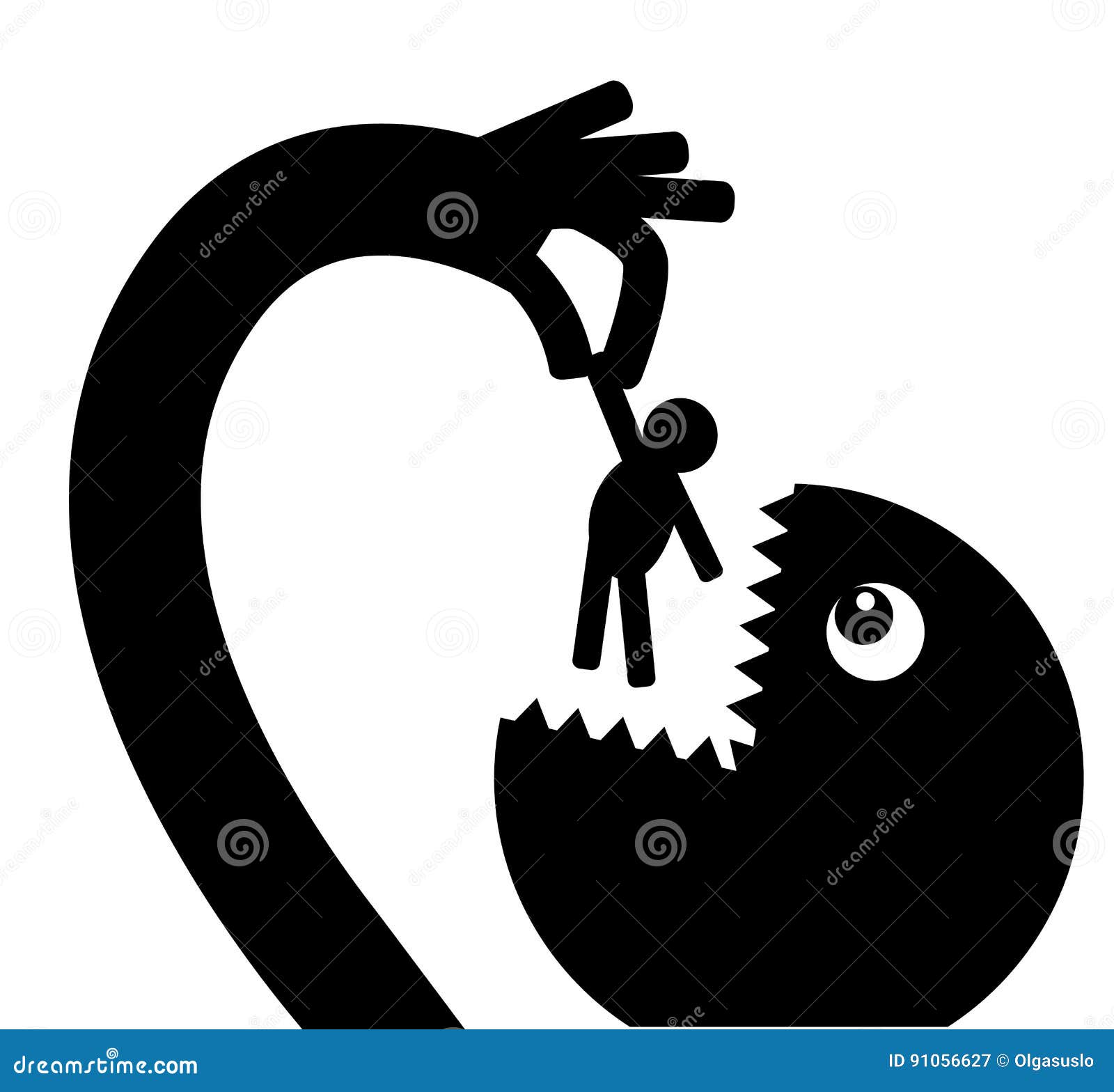 El Monstruo Come a Un Hombre Sin Dolor Ilustración del Vector ...