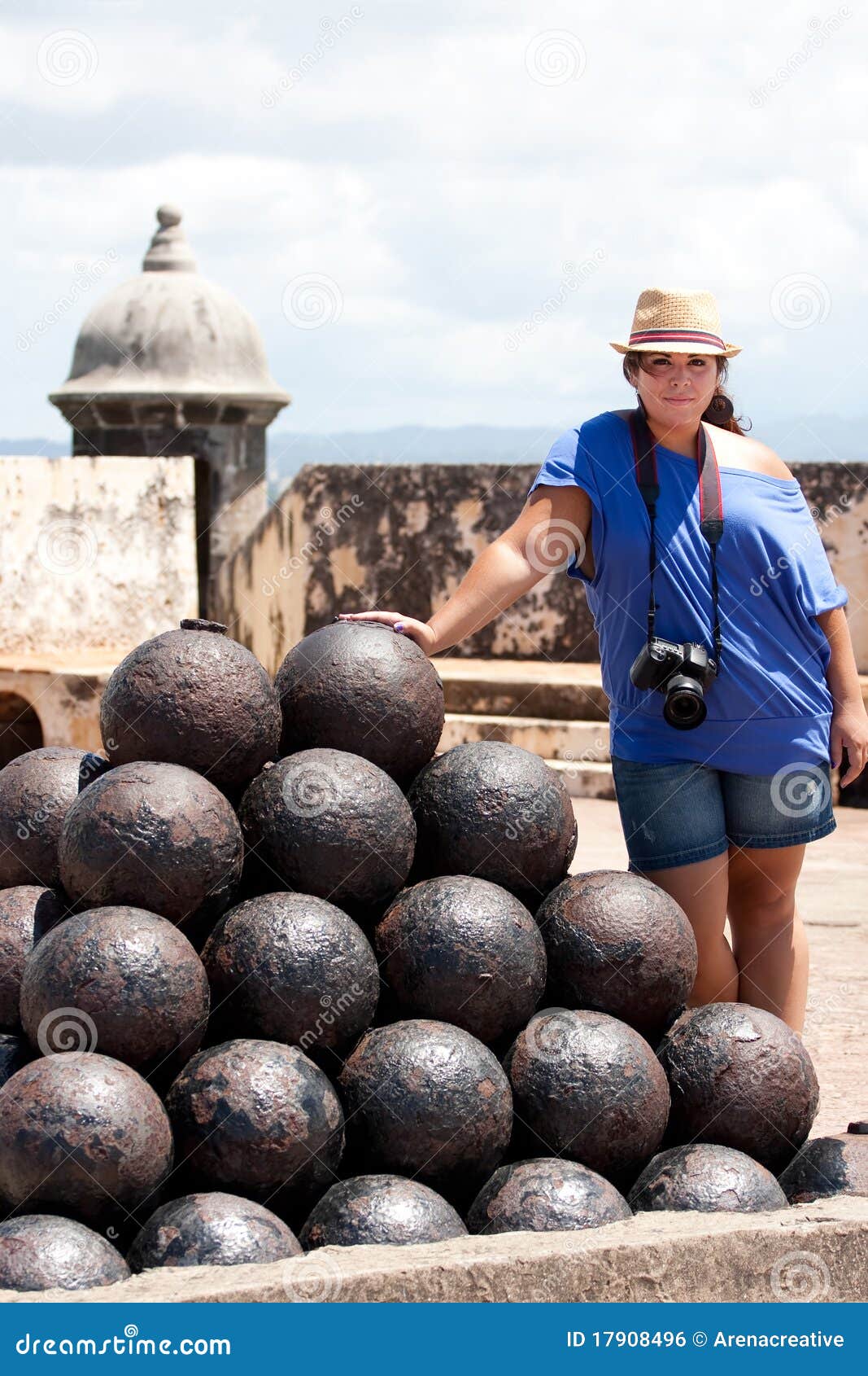 El Morro Fort Canon Balls stock photo. Image of coast - 17908496