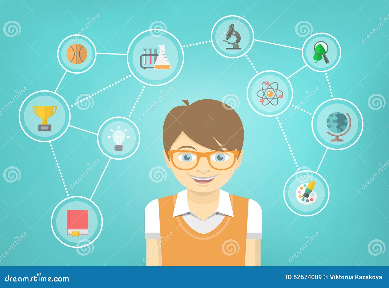 El Muchacho Del Genio Interesa Infographics Conceptual Ilustración del ...