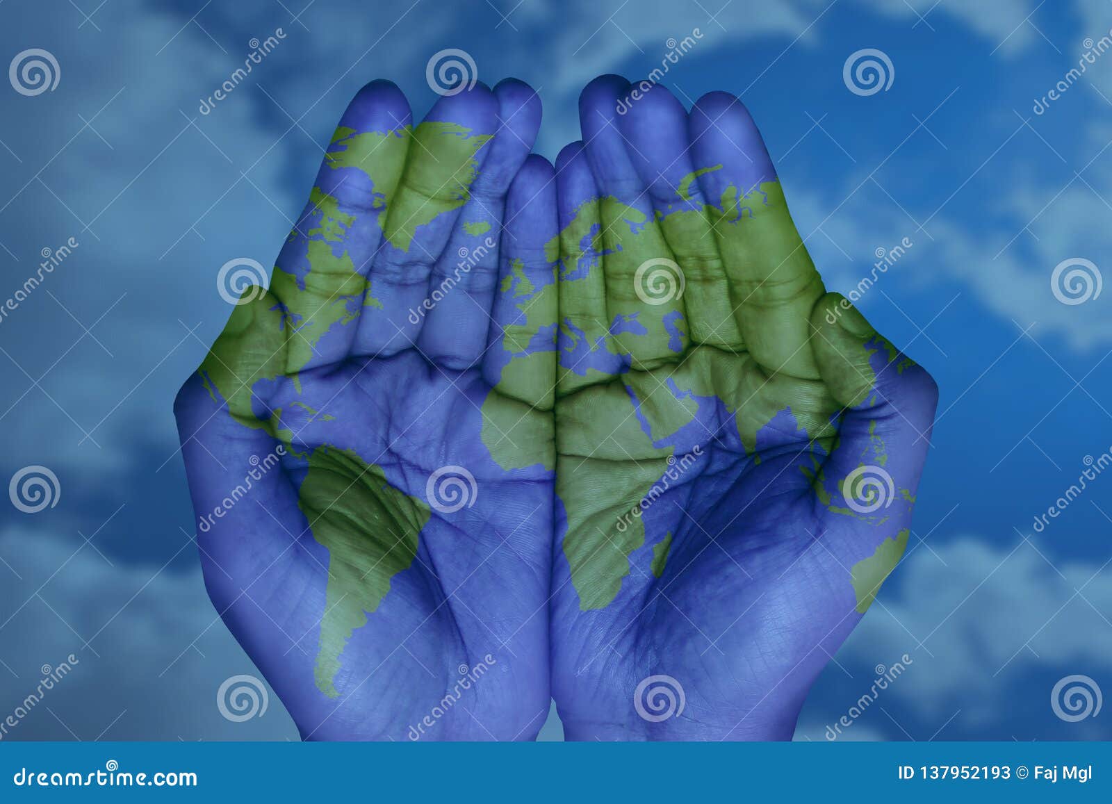 El mundo en sus manos stock de ilustración. Ilustración de azul - 137952193