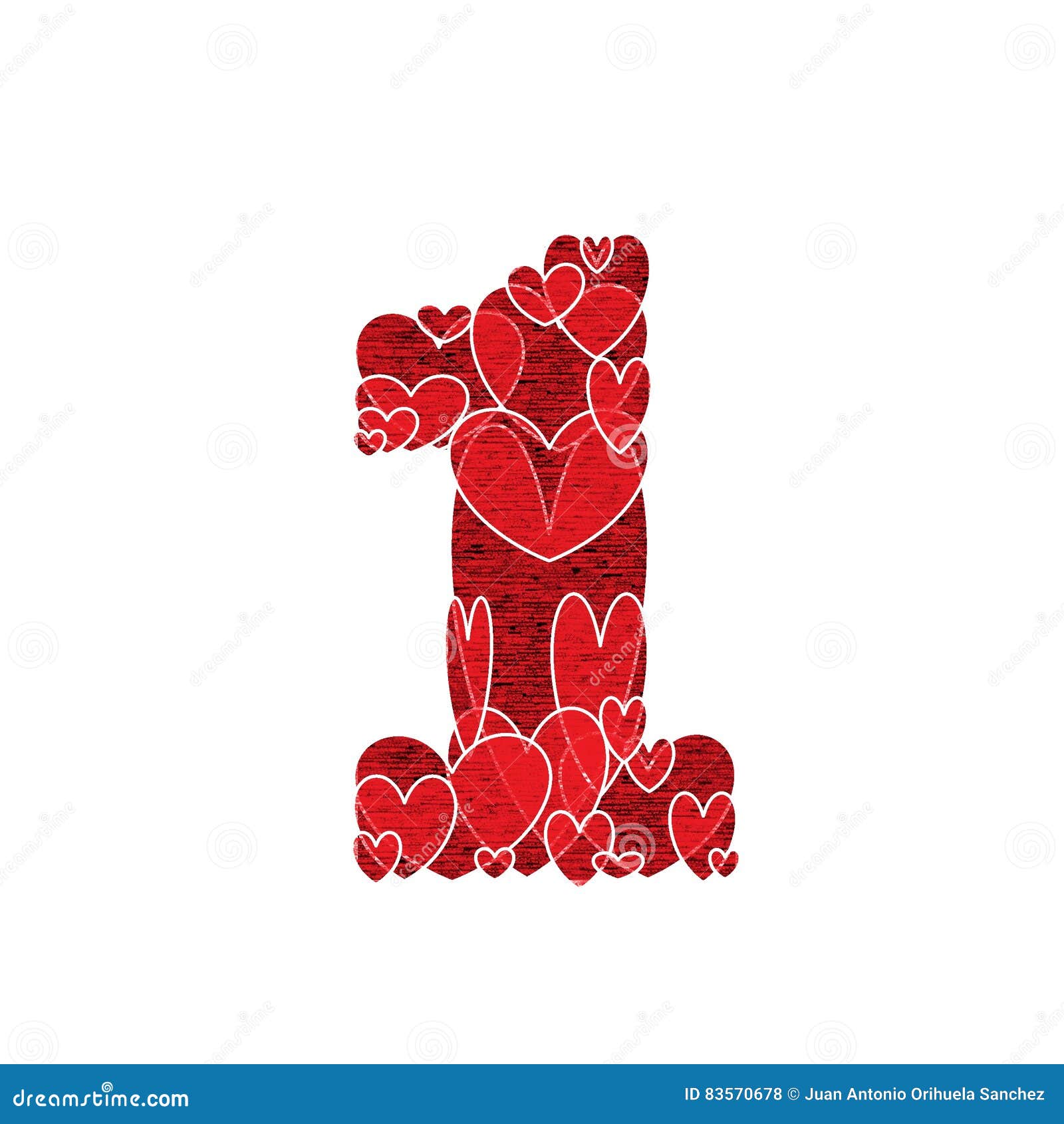 El Número 1 Hizo De Corazones Stock de ilustración - Ilustración de ...