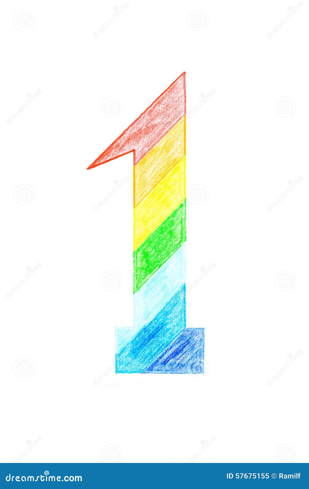 El Número Uno Pintado Con Colores Del Arco Iris Stock de ilustración ...