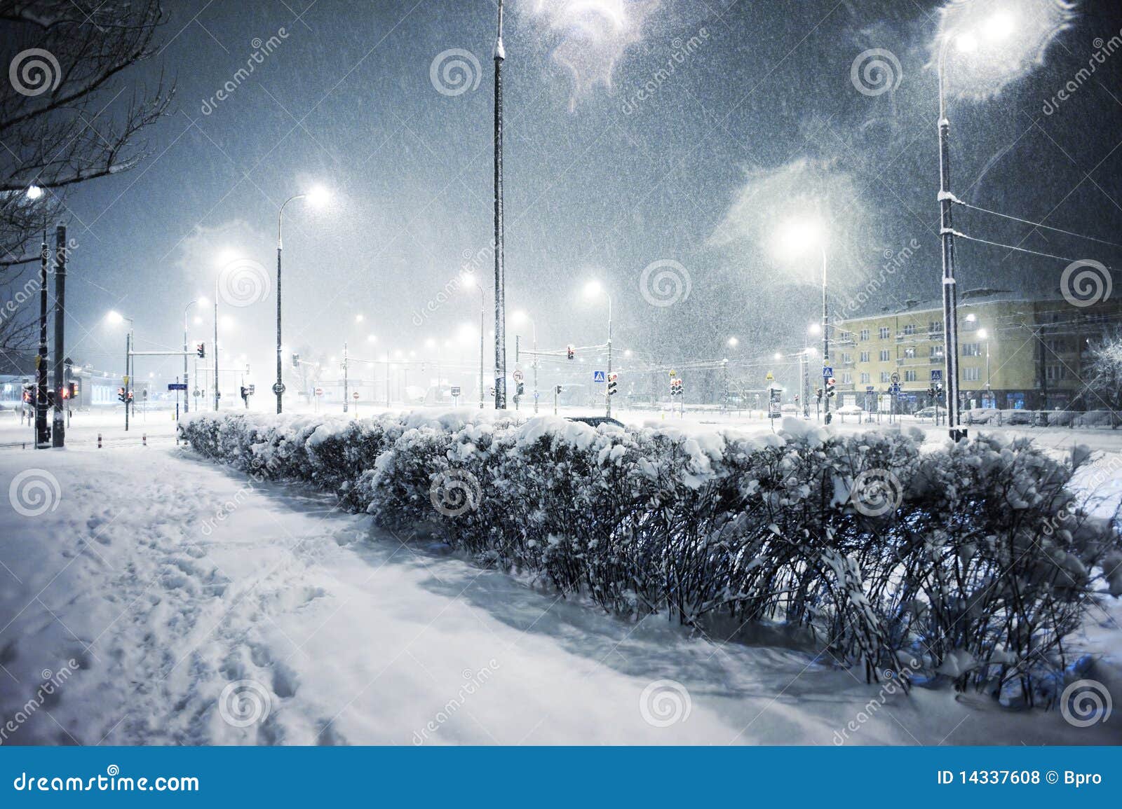 El nevar en la ciudad foto de archivo. Imagen de urbano - 14337608