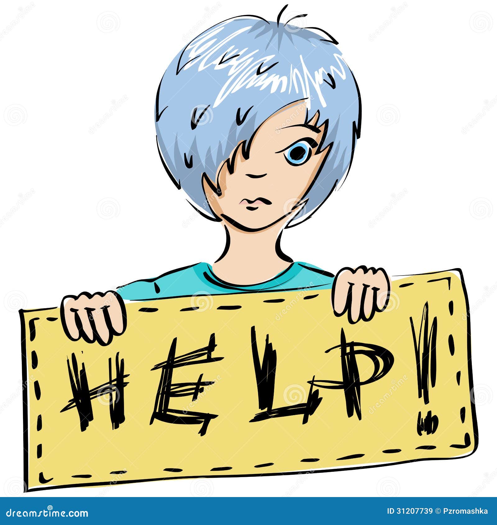 El niño pide ayuda ilustración del vector. Ilustración de tarjeta ...