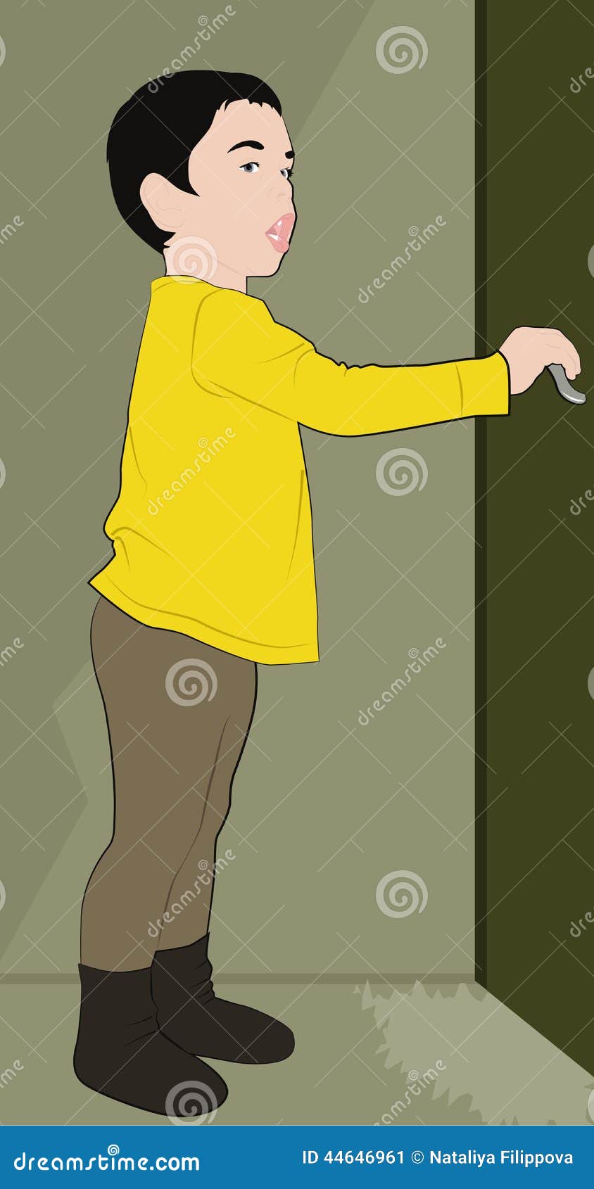El Niño Pequeño Abre La Puerta Ilustración del Vector - Ilustración de ... El Niño Pequeño Abre La Puerta Ilustración del Vector - Ilustración de ...