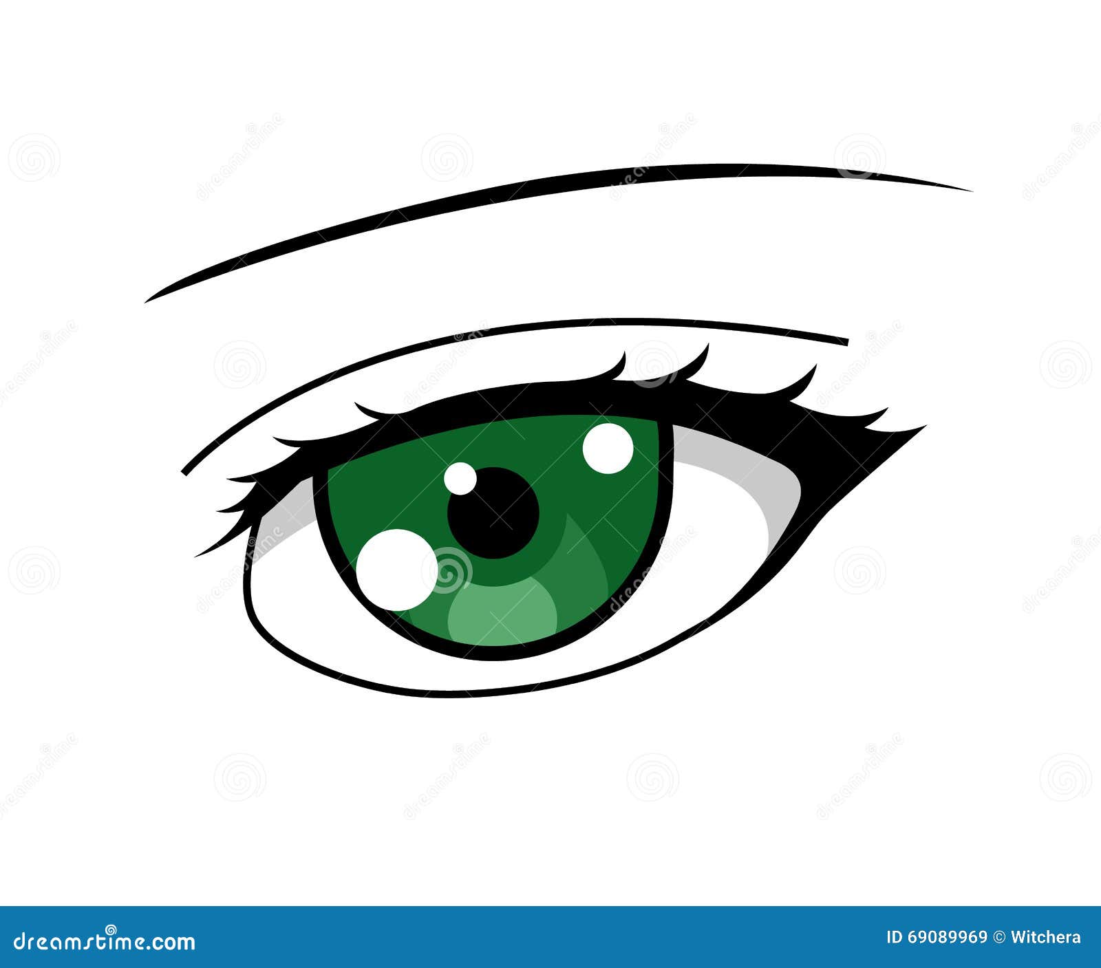 El Ojo Verde De La Muchacha Del Animado Ilustración del Vector - Imagen ...
