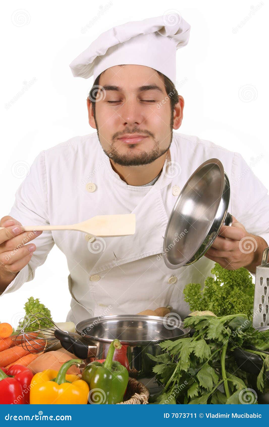 El oler del cocinero imagen de archivo. Imagen de trabajador - 7073711