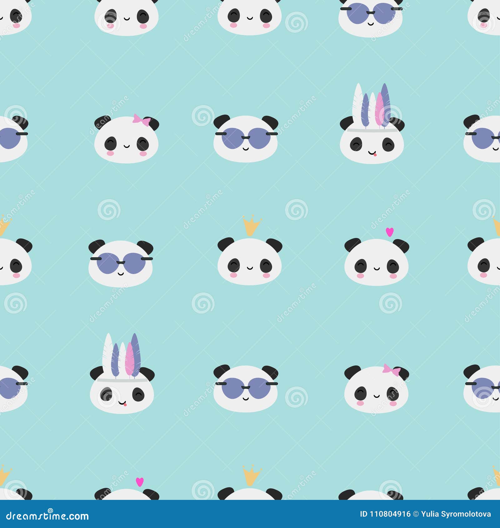 El Oso De Panda De Kawaii Dirige El Modelo Ilustración del Vector ...