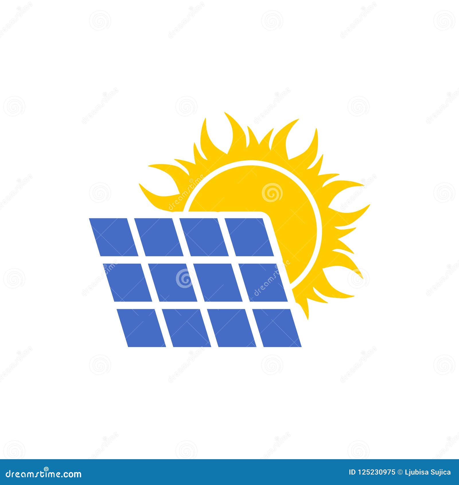 El Panel Solar Con El Icono De Sun, Ejemplo Simple Del Vector ...