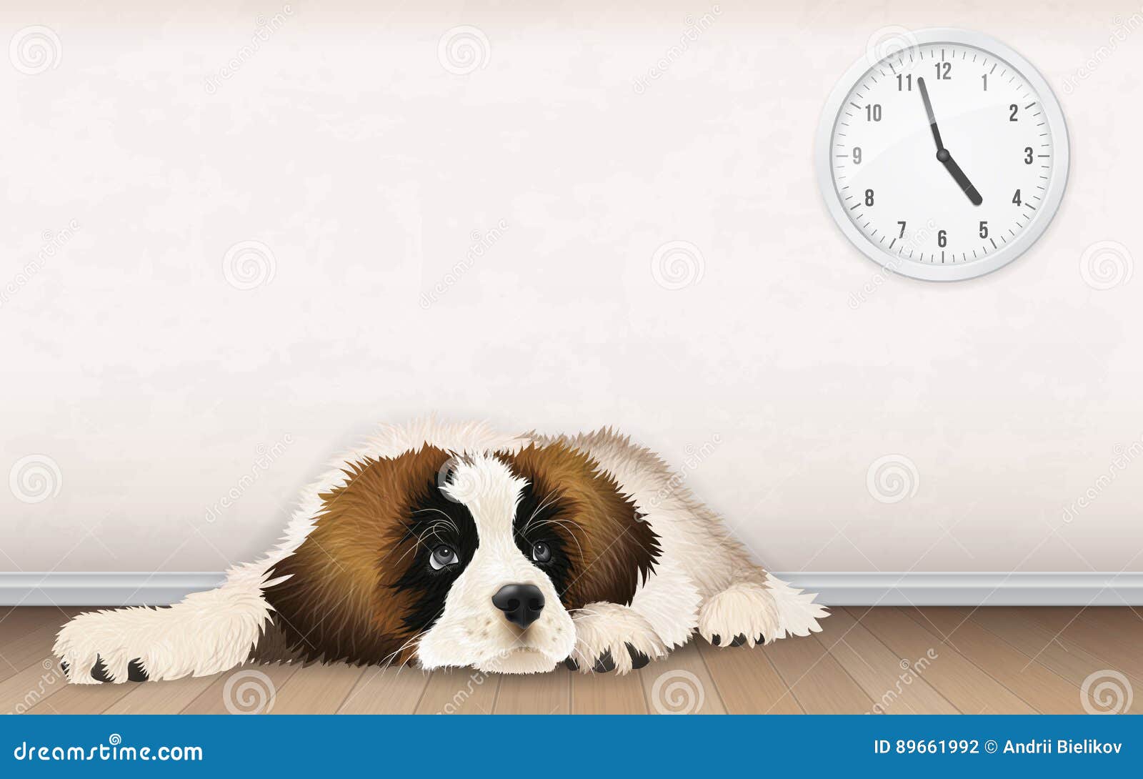 El Perrito Mullido Dulce Está Esperando Ilustración del Vector ...