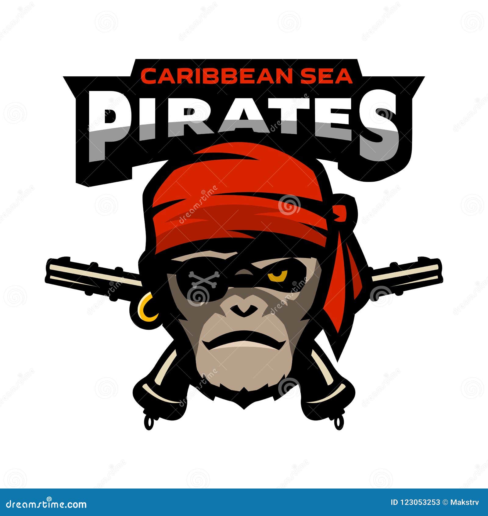 El Pirata Es Un Mono Y Pistolas Ilustración del Vector - Ilustración de ...