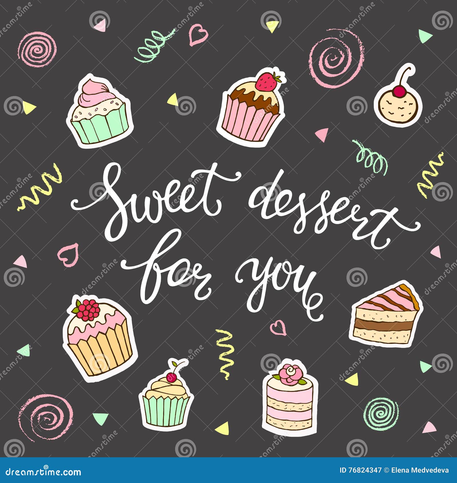 El Postre Dulce Para Usted Da Las Letras Y Las Tortas Ilustración del Vector - Ilustración de ...