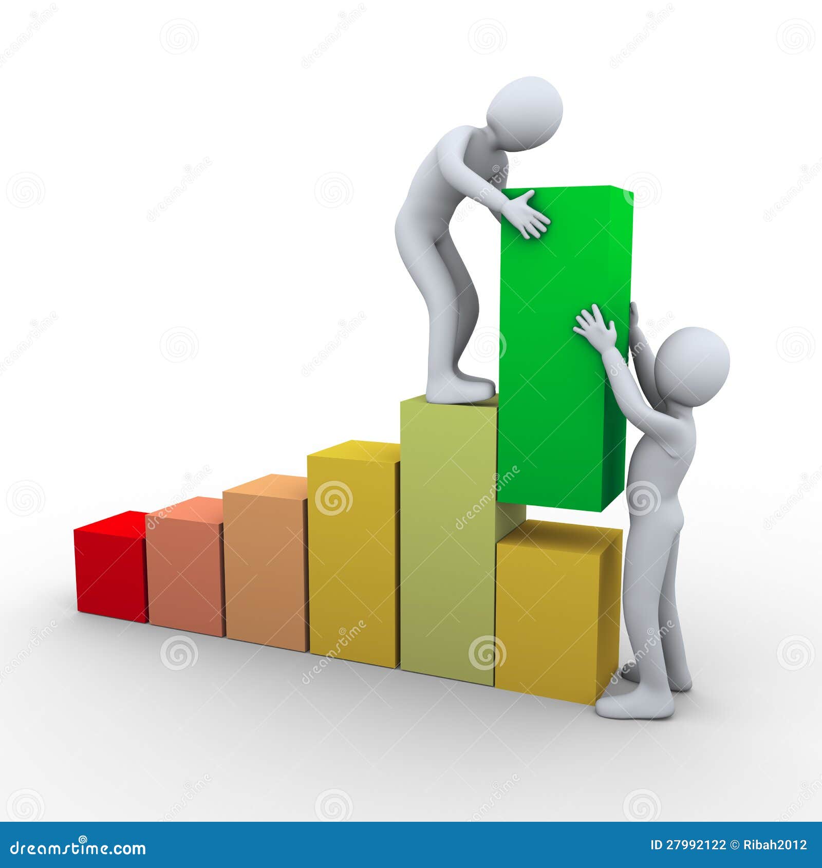 El Progreso De La Gente 3d Barra Trabajo En Equipo Stock de ilustración ...