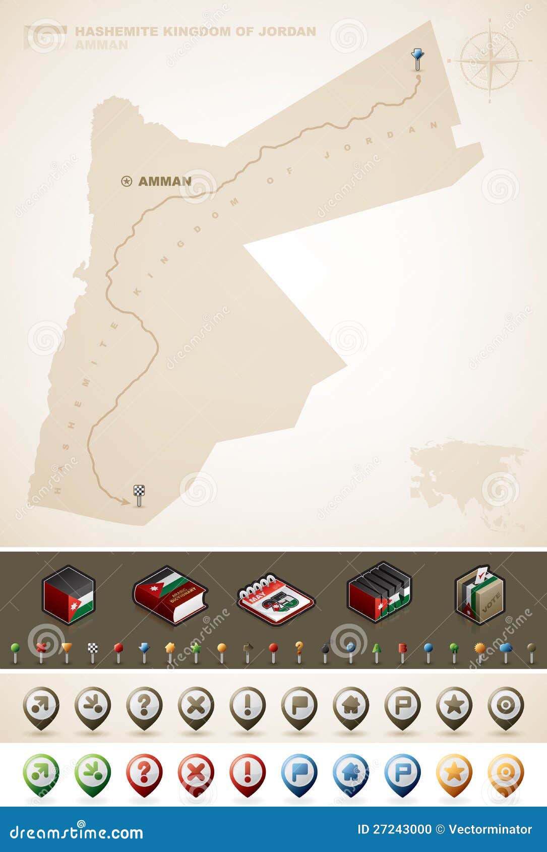 El Reino Hachemita De Jordania Ilustración del Vector - Ilustración de ...