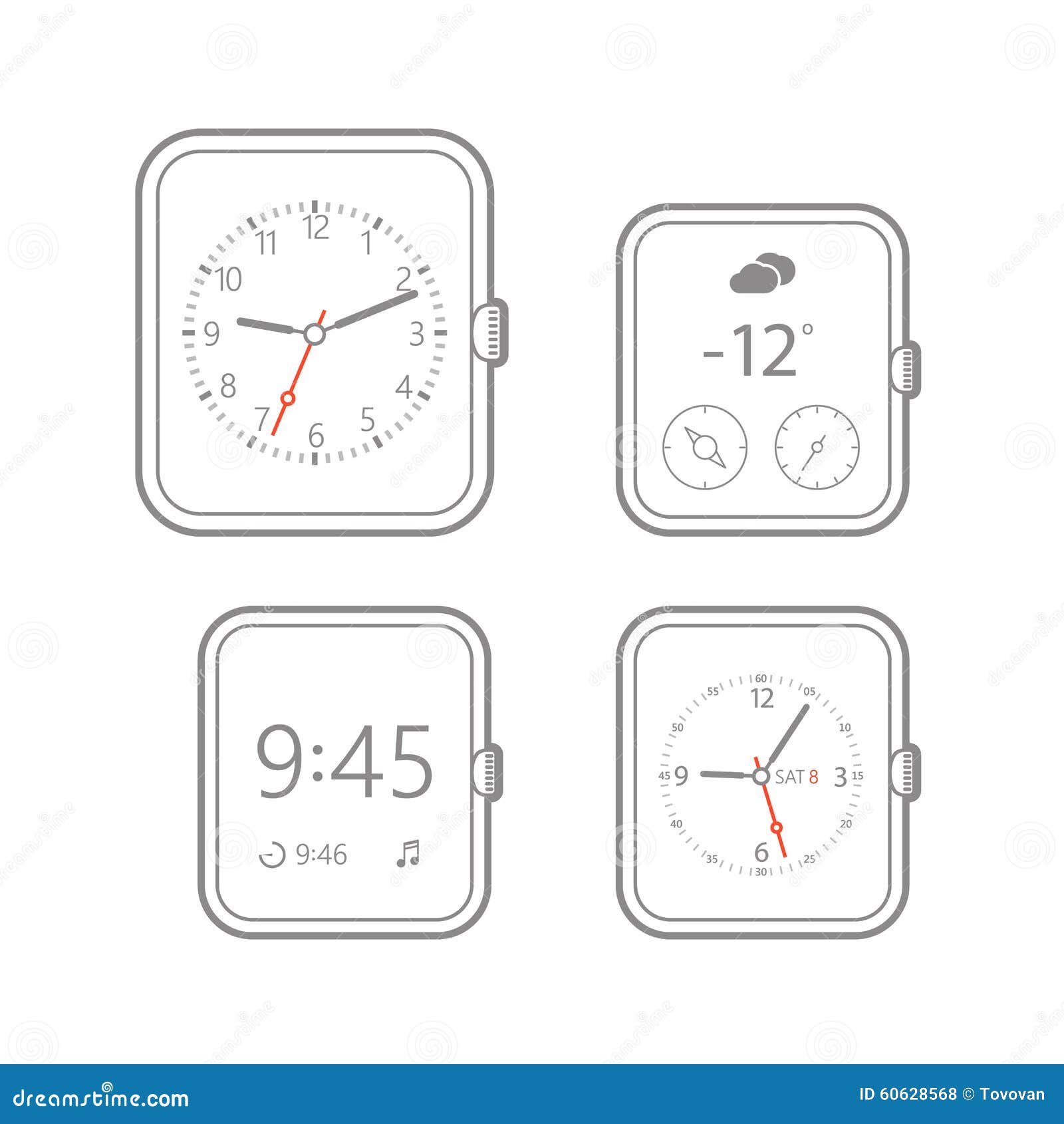 El Reloj Digital Moderno Marca La Plantilla Ilustración del Vector ...