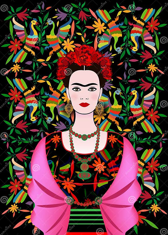 El Retrato Del Vector De Frida Kahlo, Mujer Mexicana Hermosa Joven Con ... El Retrato Del Vector De Frida Kahlo, Mujer Mexicana Hermosa Joven Con ...