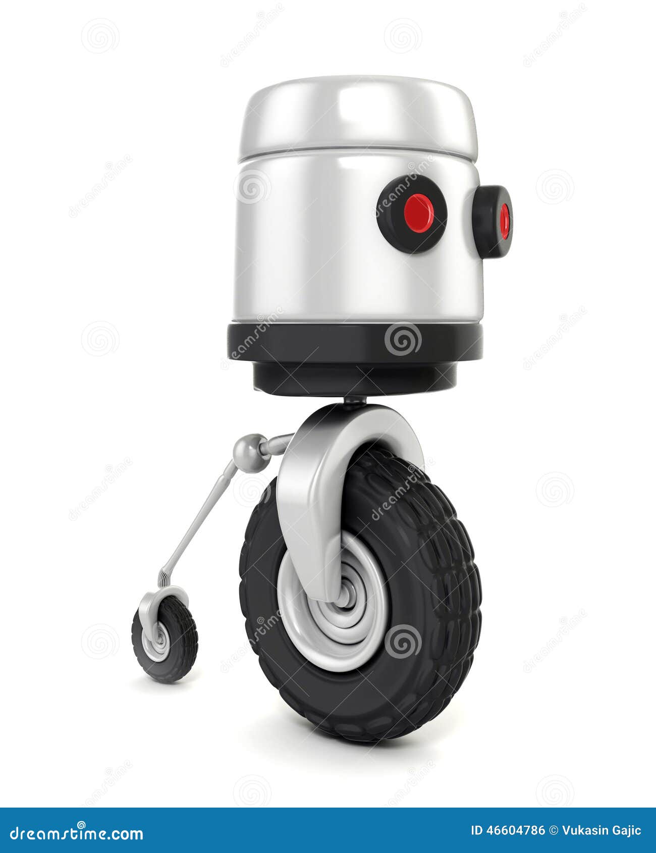 El Robot 3d En Las Ruedas En Blanco Rinde Stock de ilustración ...