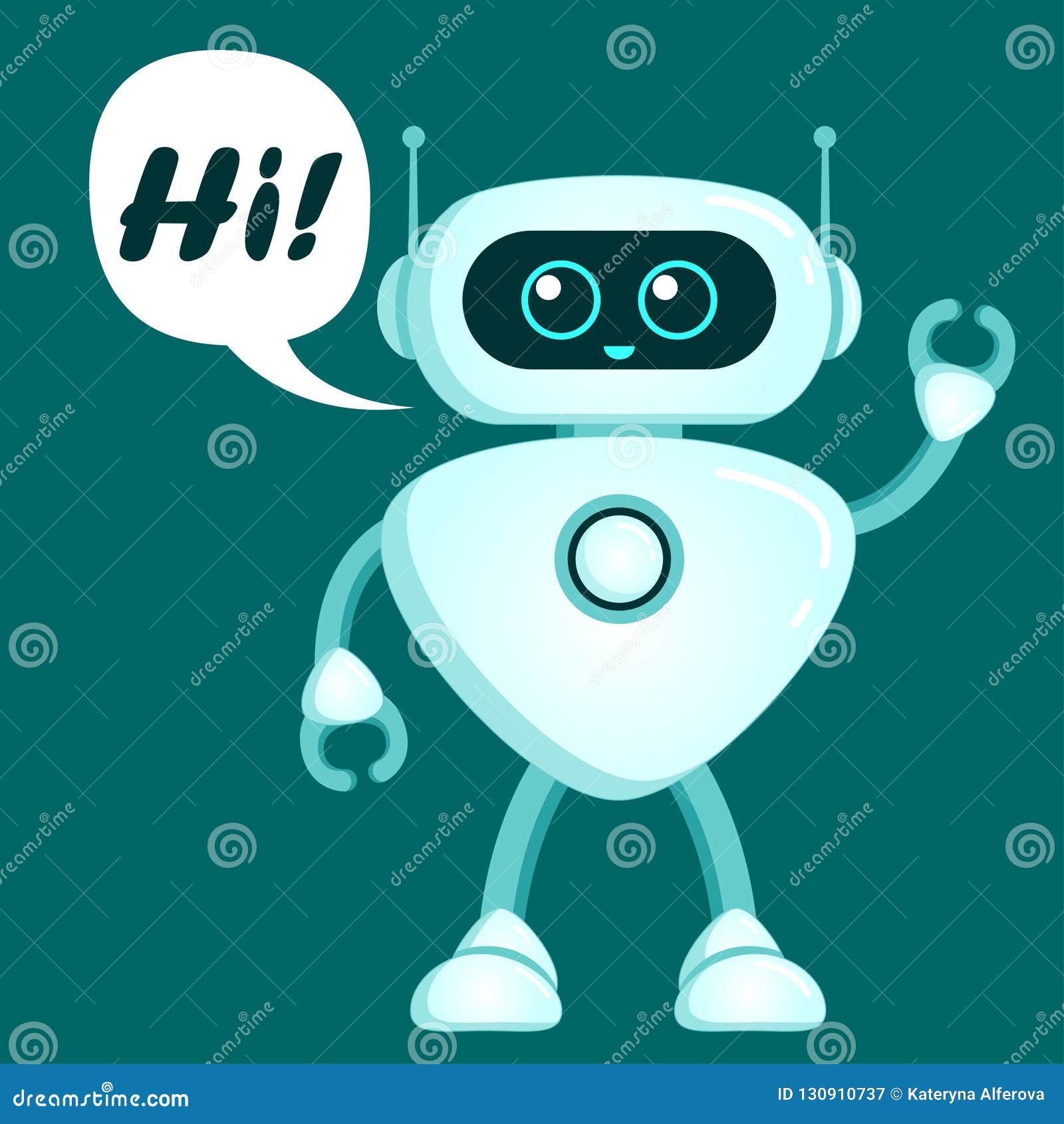El Robot Lindo Dice Hola Icono De Chatbot Ilustración del Vector ...