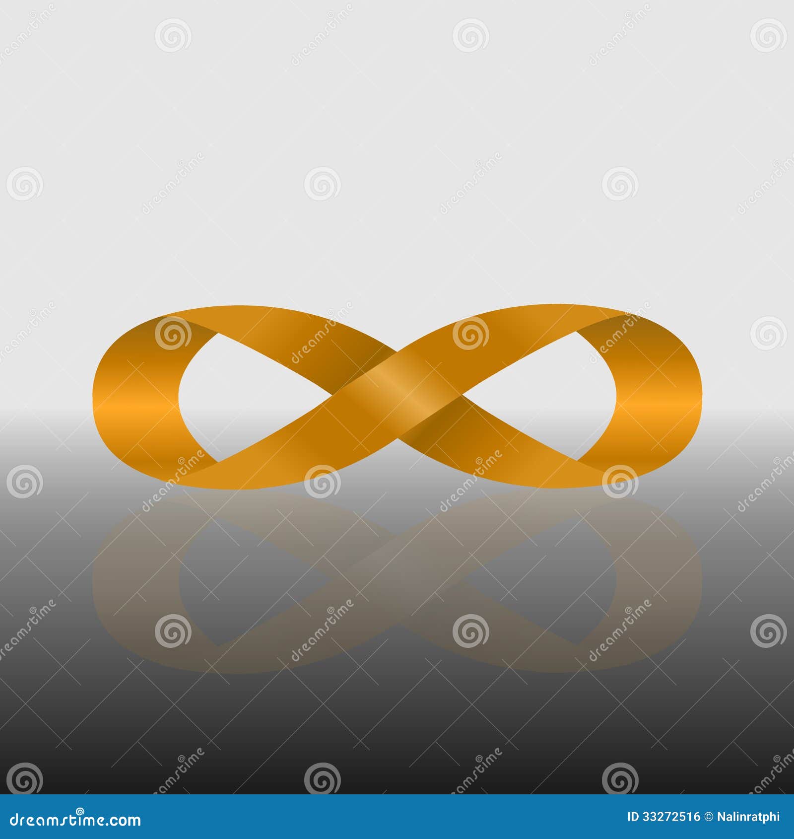 El Símbolo De Oro Del Infinito Con Refleja Ilustración del Vector ...