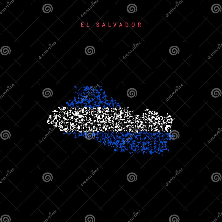 El Salvador Flag Map Chaotic Particles Pattern In The Salvadoran Flag