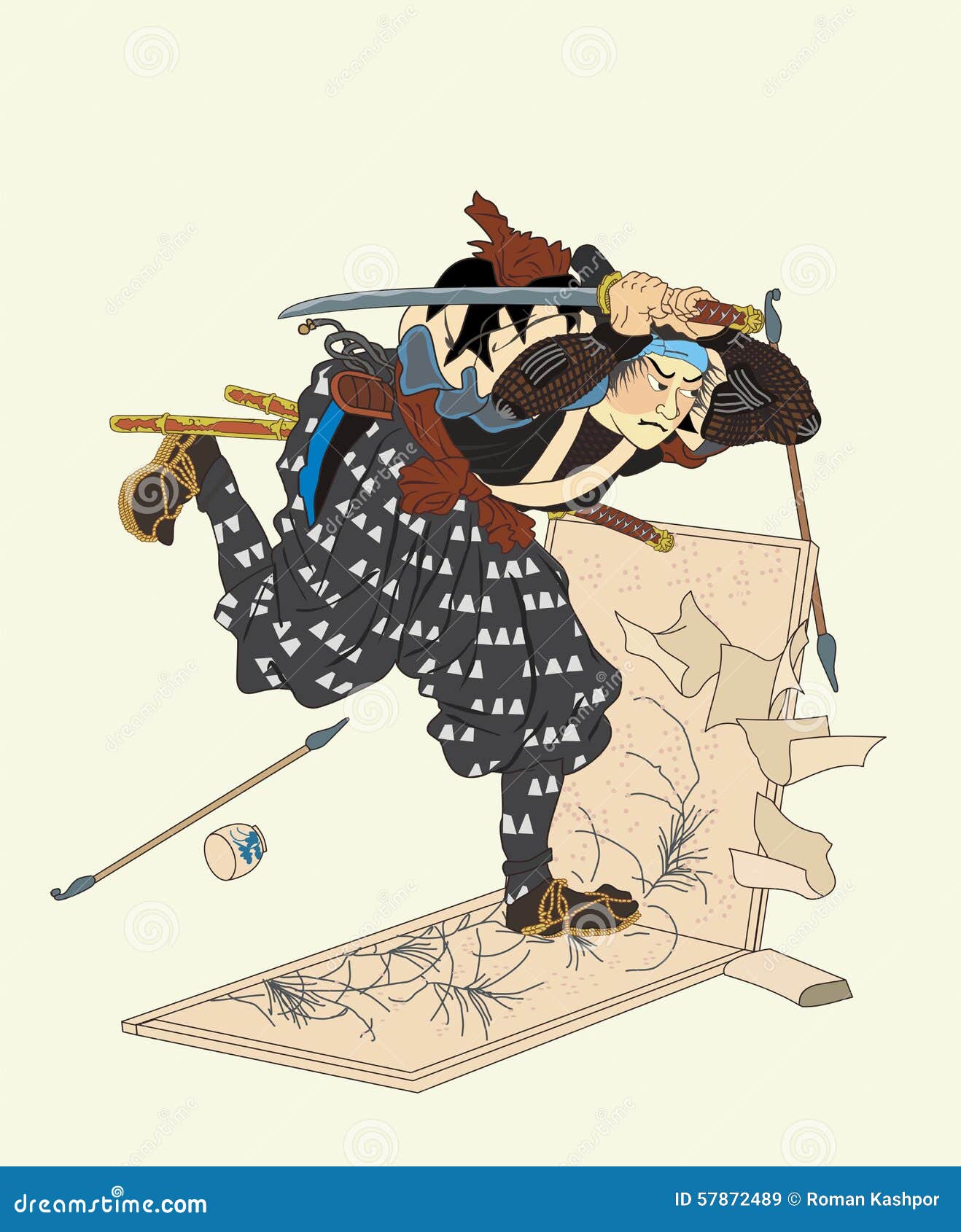 El Samurai Destruye La Imagen Ilustración del Vector - Ilustración de ...
