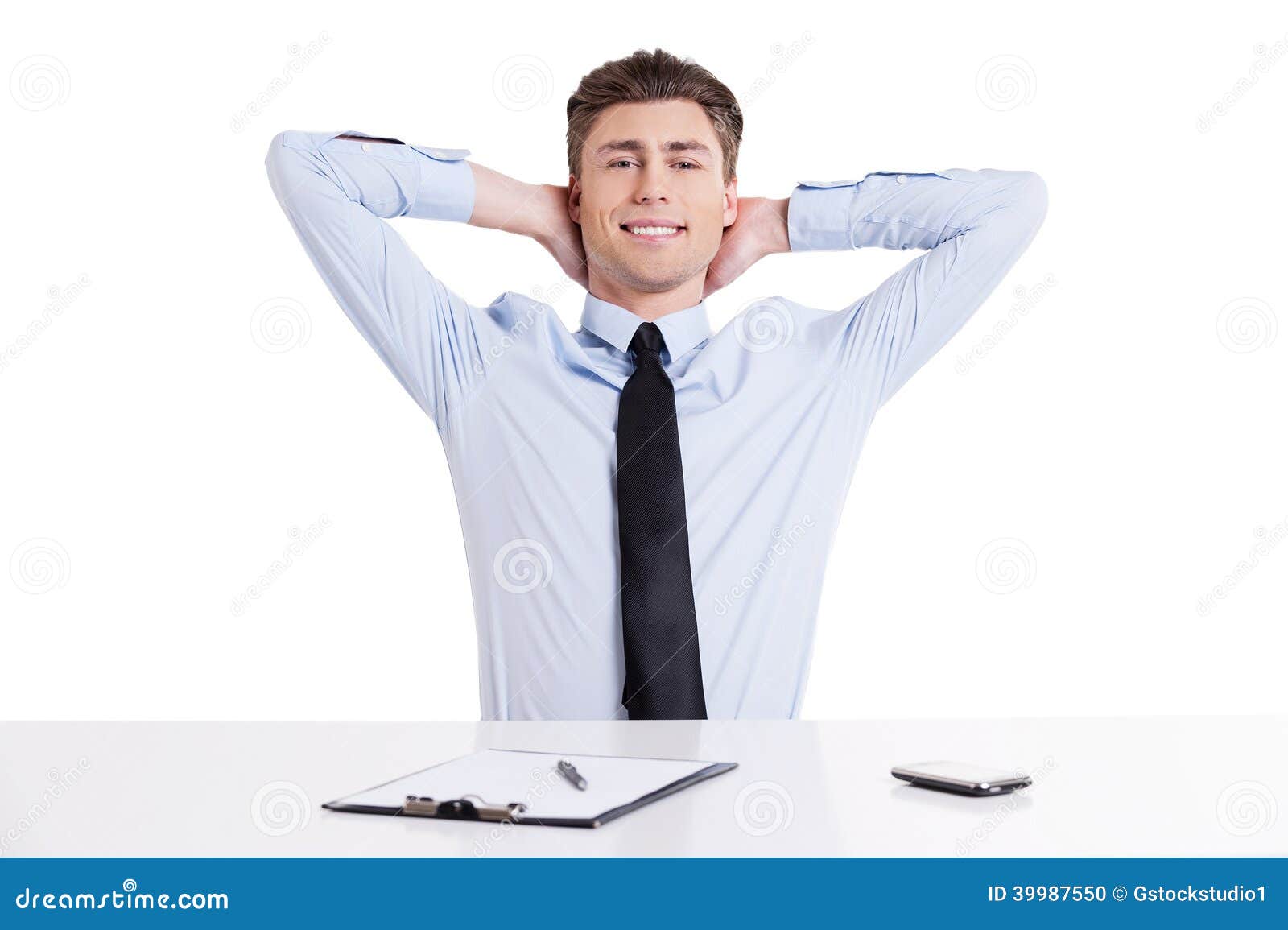 El Sentirse Tranquilo Y Confiado. Foto de archivo - Imagen de manos ...