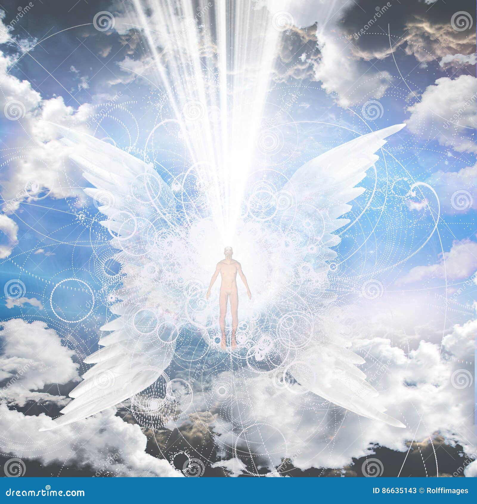 El ser angelical stock de ilustración. Ilustración de pluma - 86635143