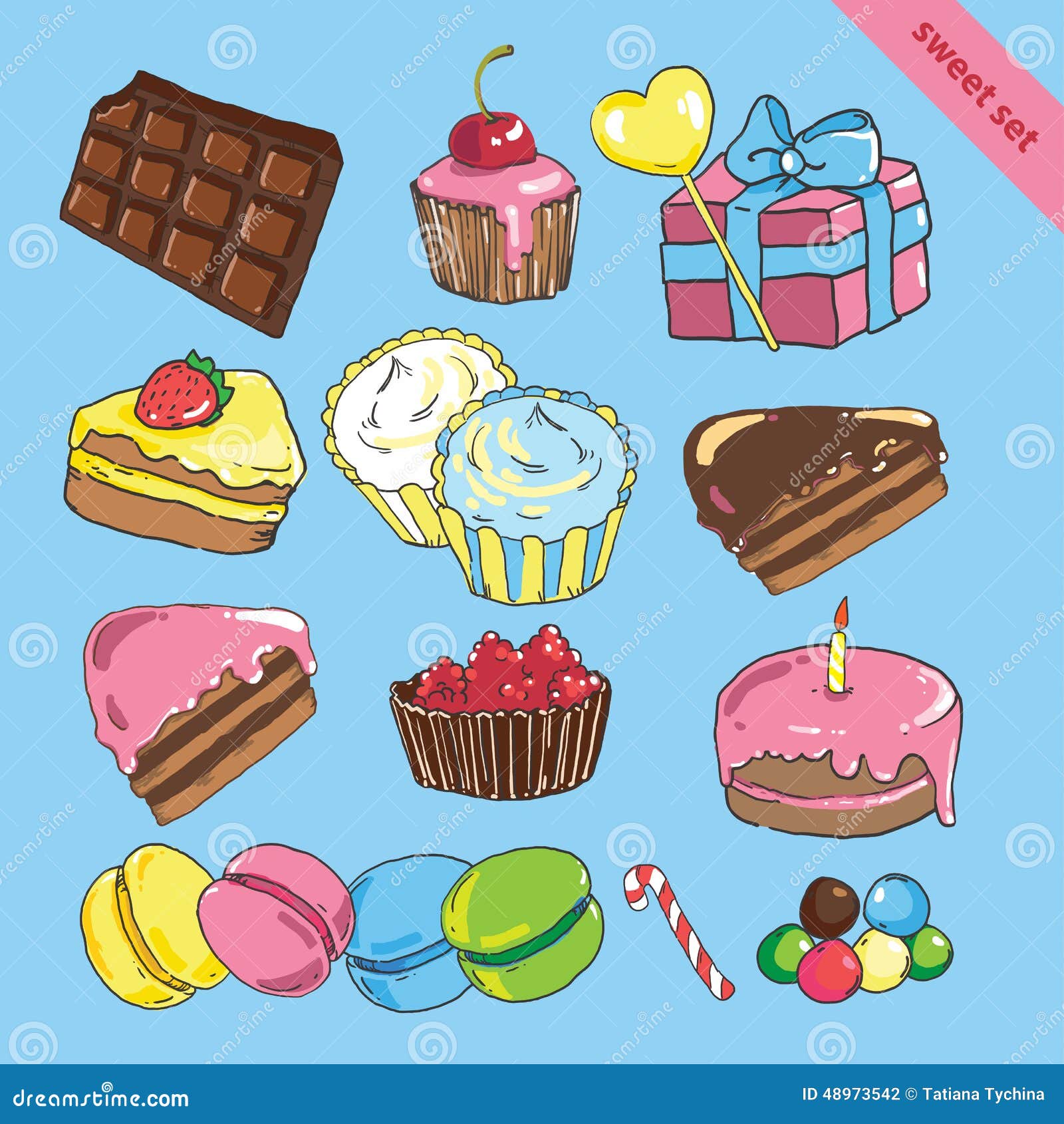 El Sistema Con Cuece Y Los Dulces Ilustración del Vector - Ilustración ...