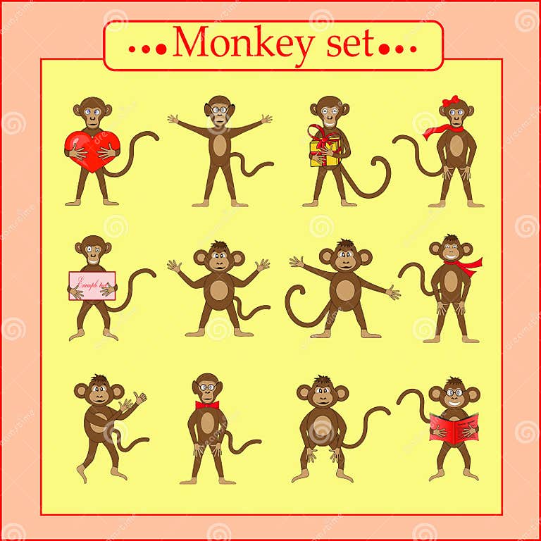 El Sistema De Diversos Monos EPS 10 Stock de ilustración - Ilustración ...