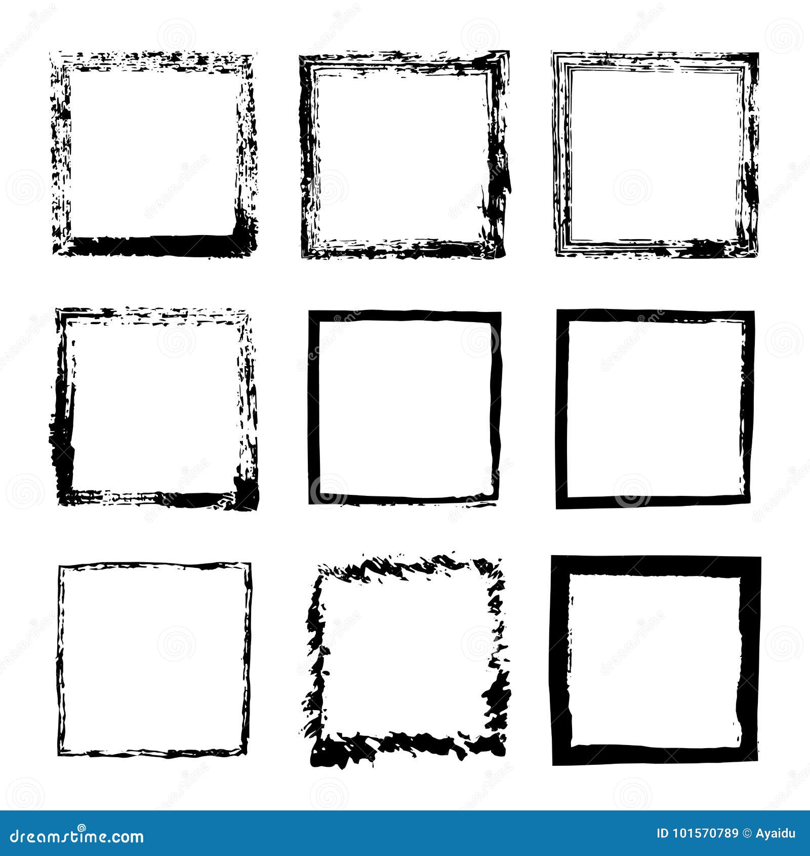 El Sistema Del Vector Del Cuadrado Enmarca La Tinta 1 Ilustración del ...