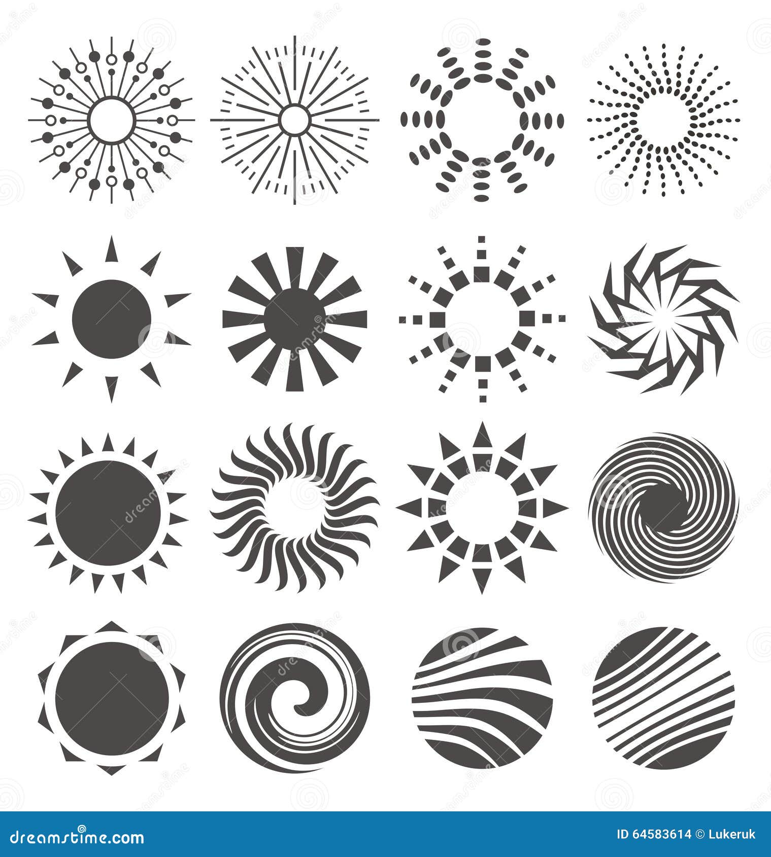 El Sol Abstracto Forma La Colección Ilustración del Vector ...