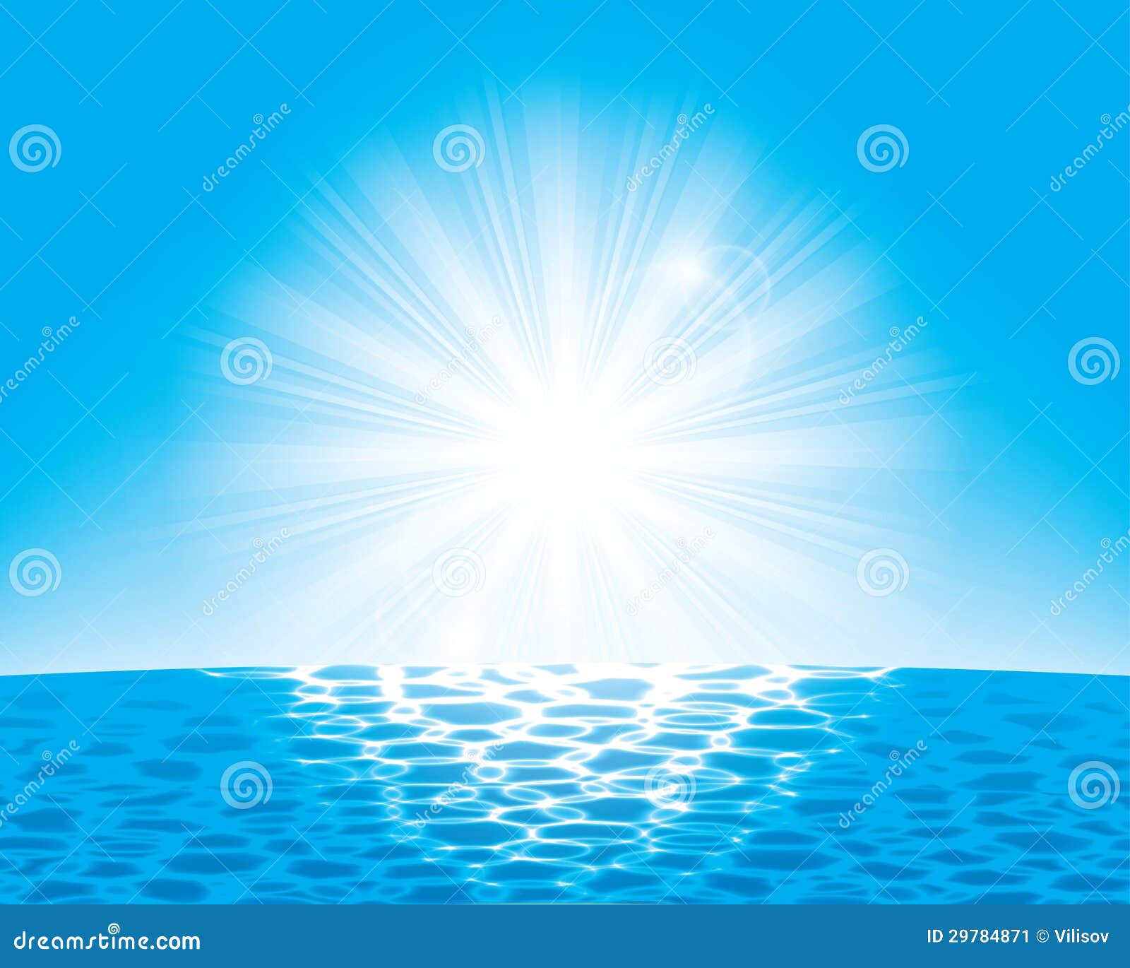 El sol sobre el mar ilustración del vector. Ilustración de wallpaper ...