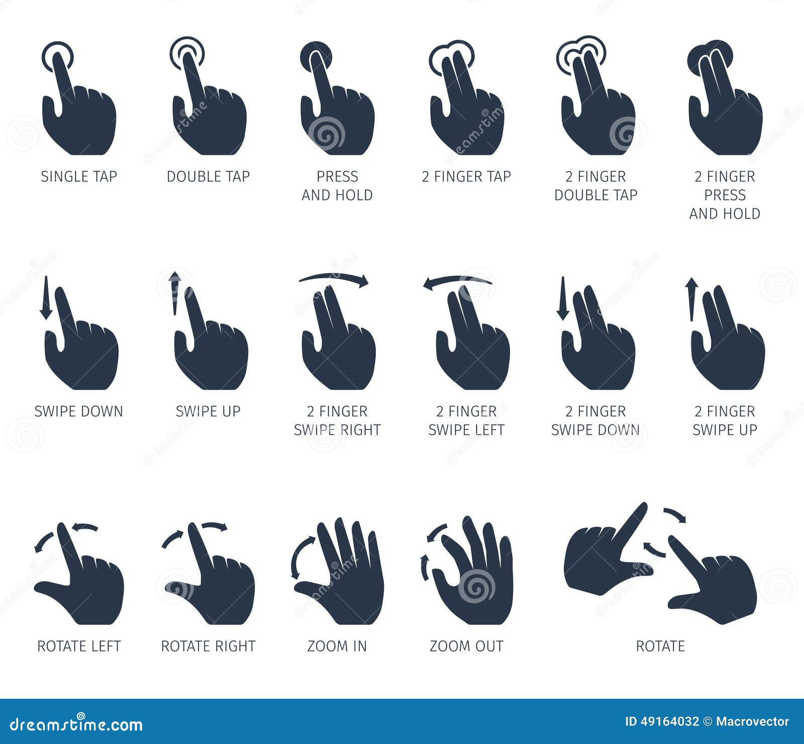 El tacto gesticula iconos ilustración del vector. Ilustración de gesto ...