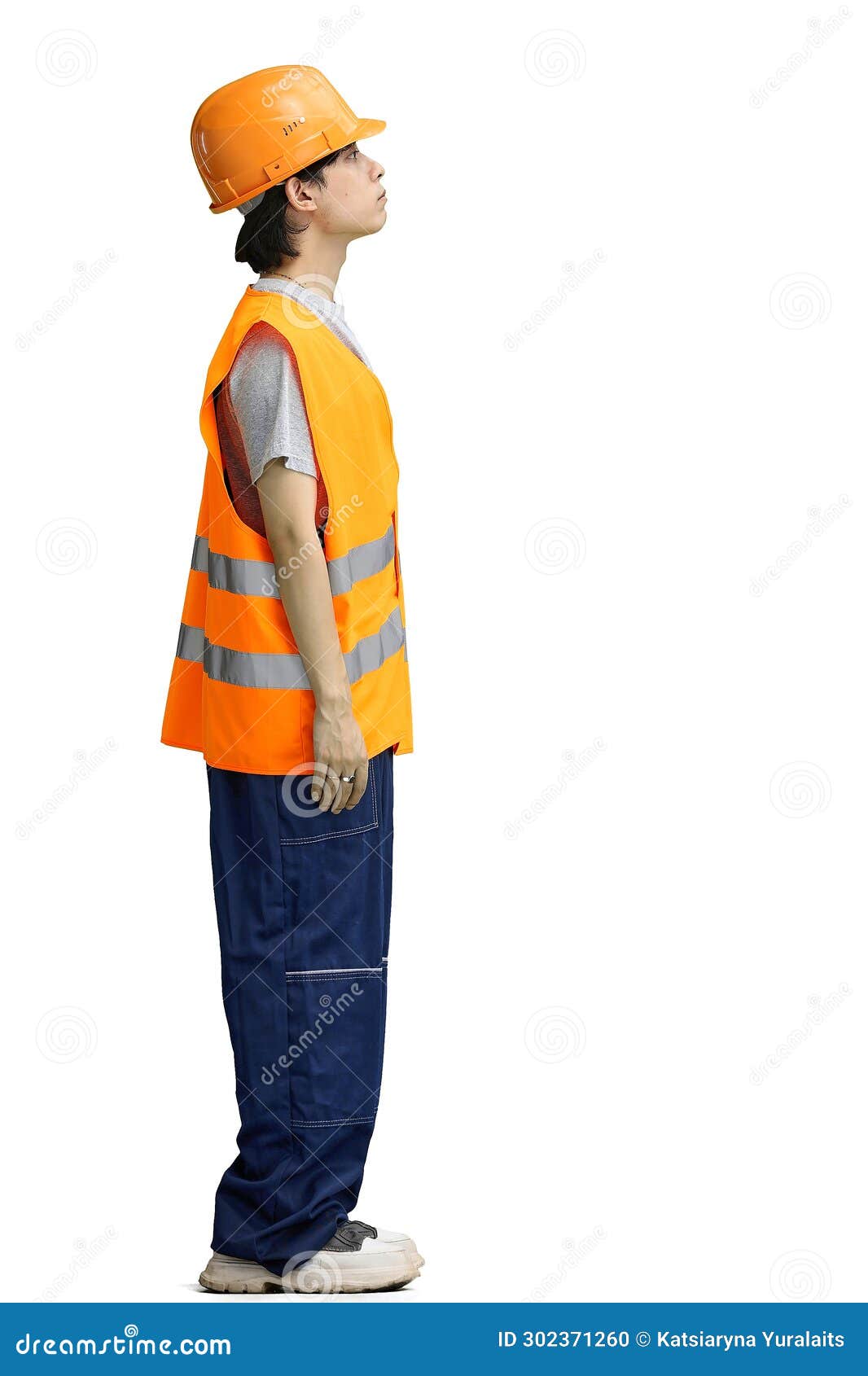 El Tipo Es Un Constructor Con Fondo Blanco a Plena Altura Foto de ...