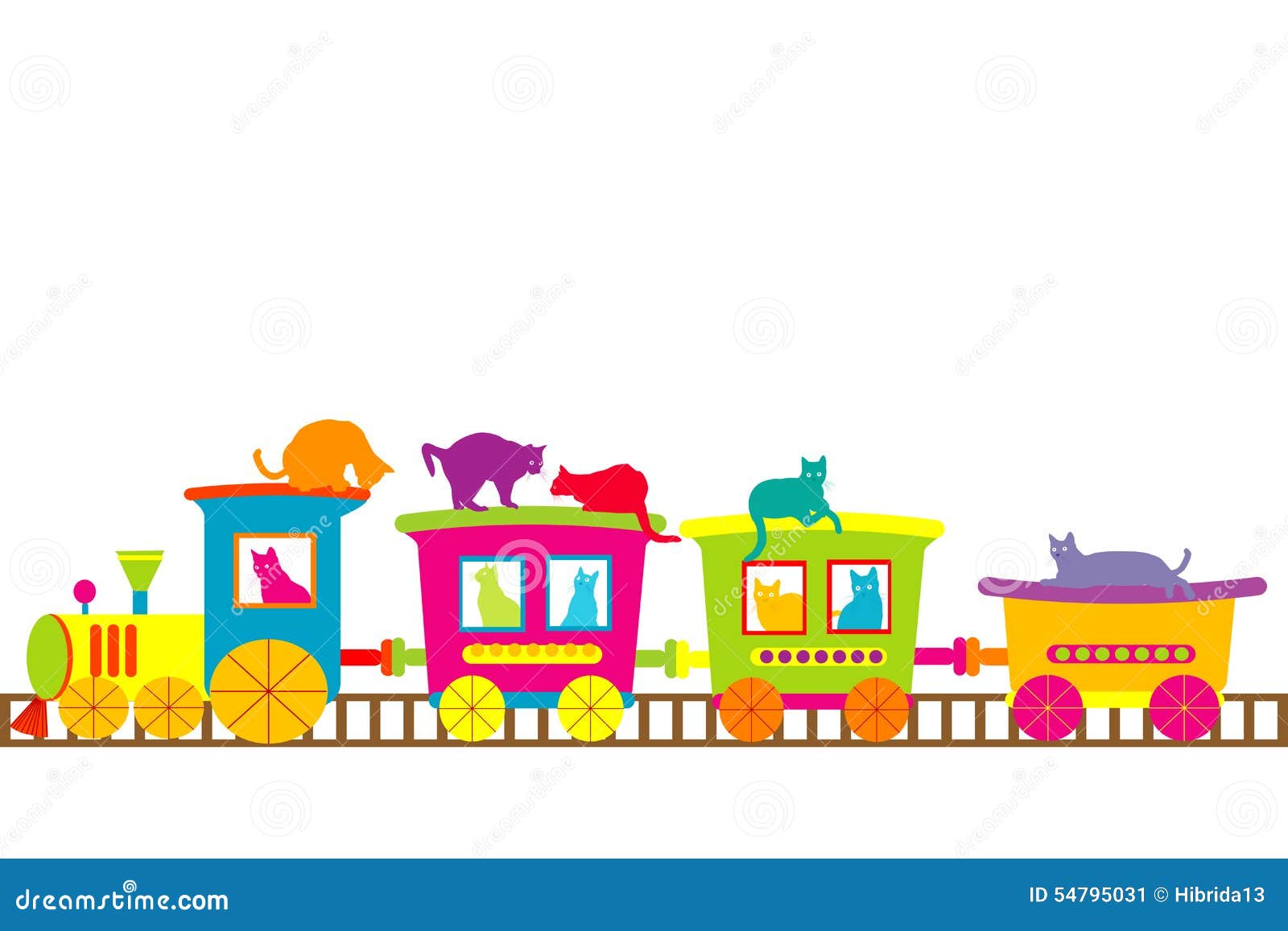 El tren de gatos ilustración del vector. Ilustración de resto - 54795031