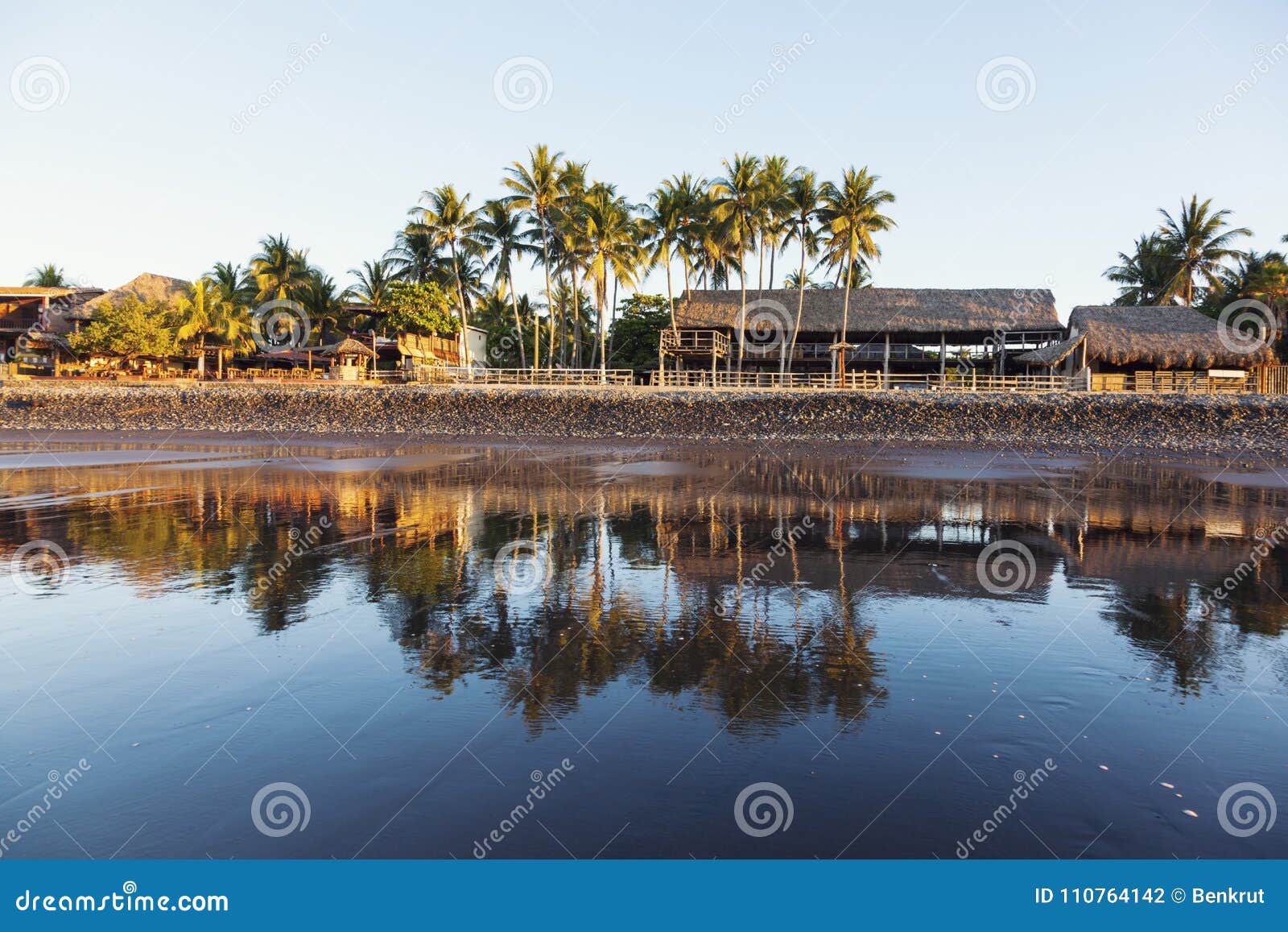 El Tunco Beach in Salvador stock photo. Image of street - 110764142