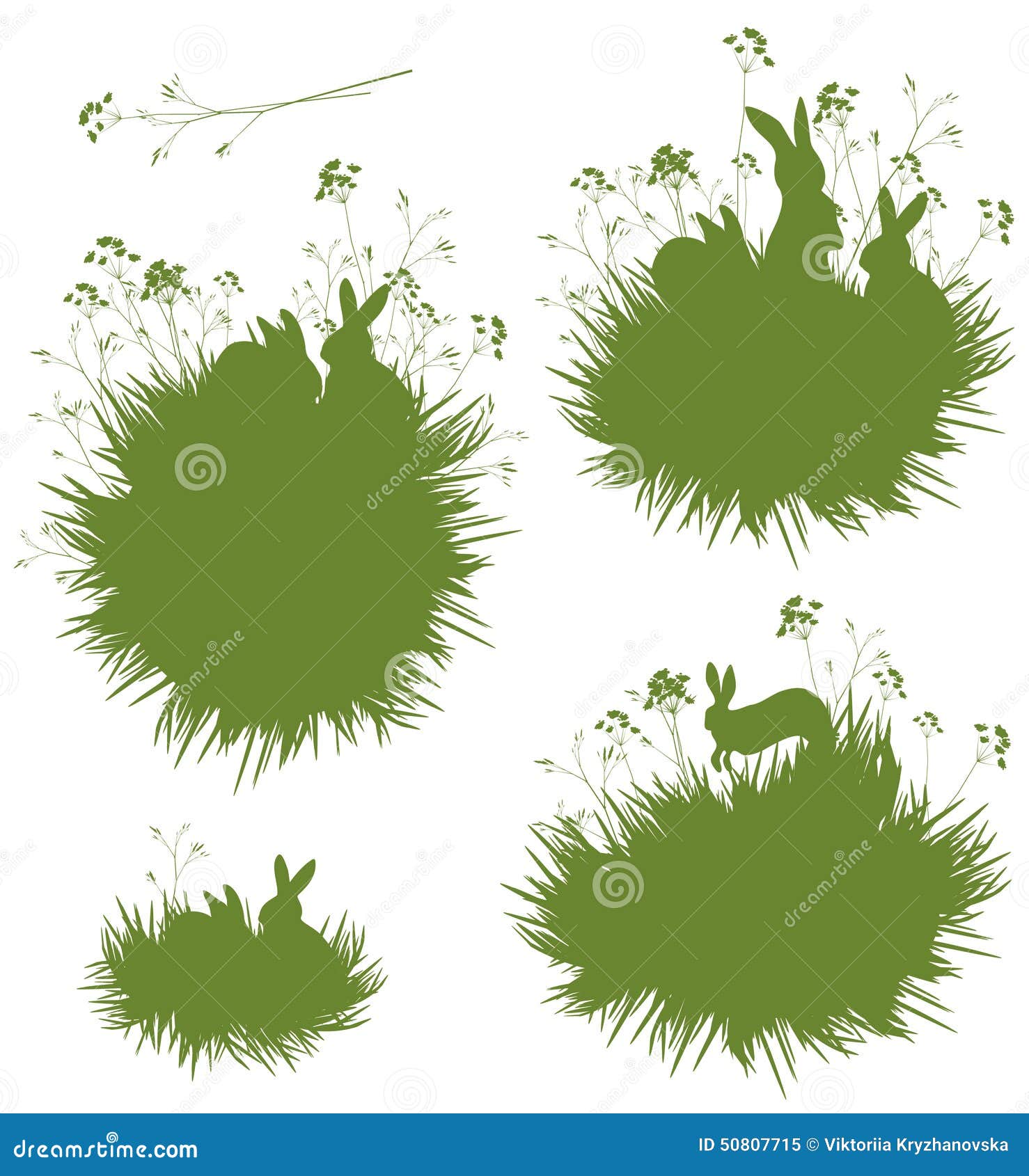 El Vector Siluetea Conejos En Hierba Ilustración del Vector ...